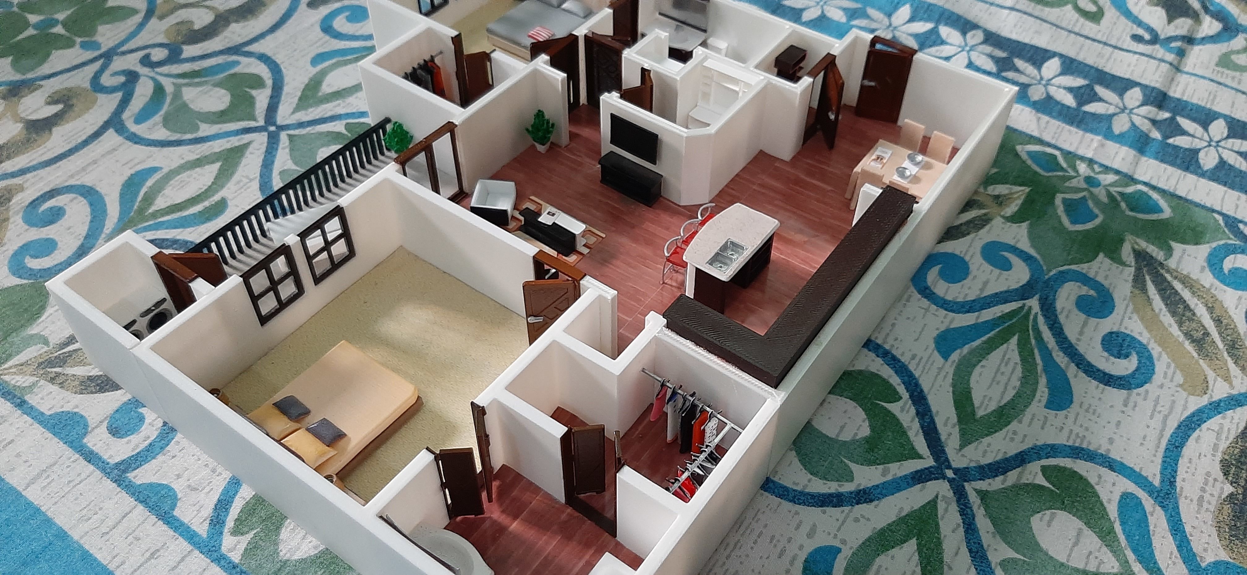 House Two Bedrooms 3D Print 3D model 3D printable | CGTrader