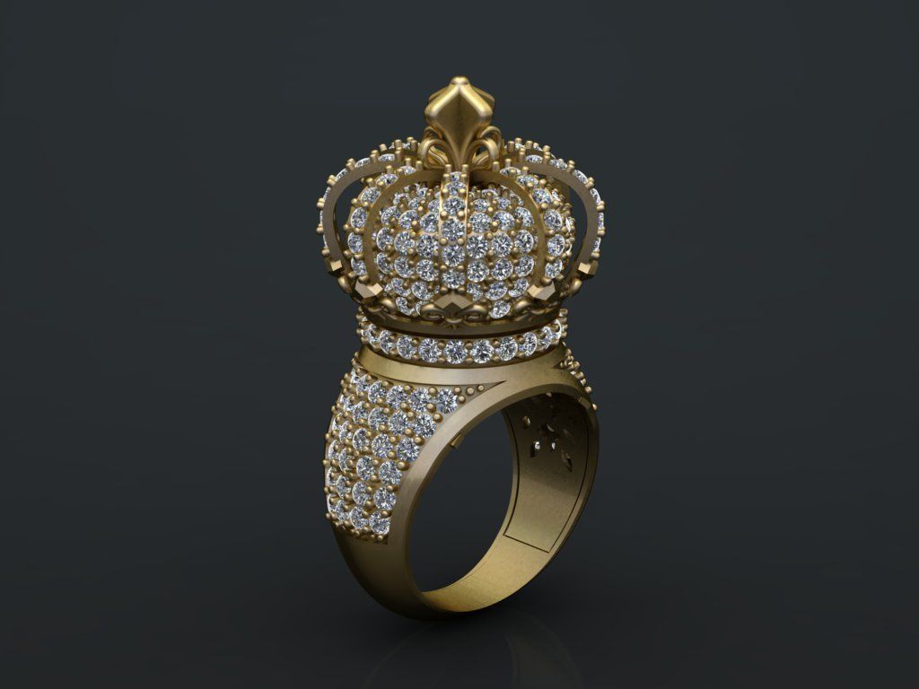 Rotating Crown Ring 3D model 3D printable | CGTrader