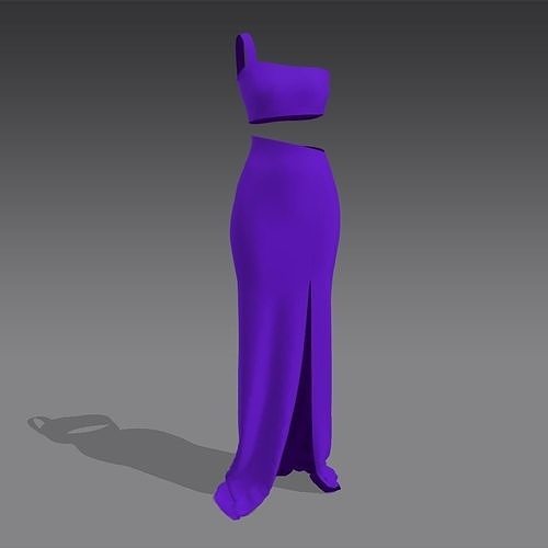 3D model Asymetric two pieces purple color VR / AR / low-poly | CGTrader