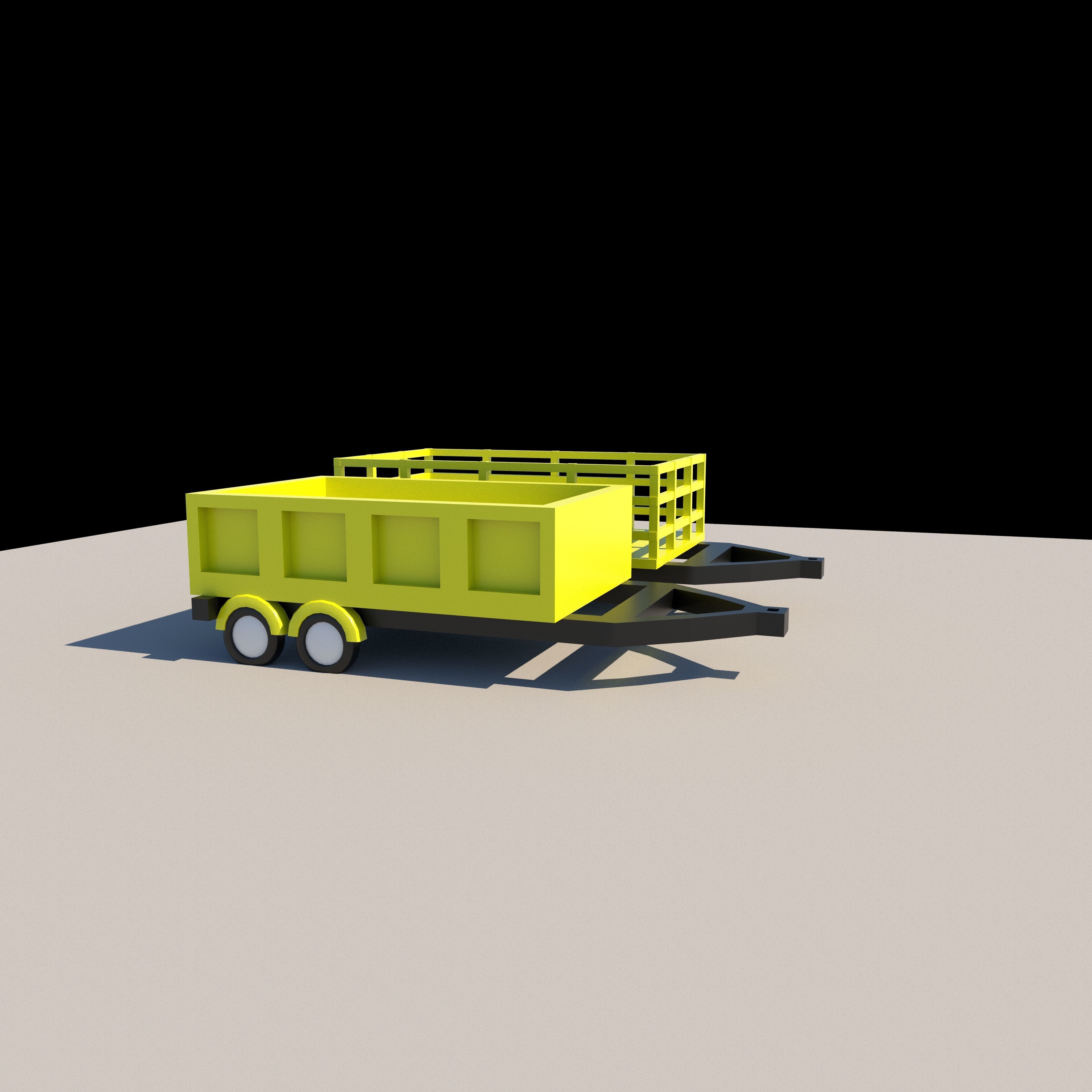 3D model low poly tractor trolley VR / AR / low-poly | CGTrader