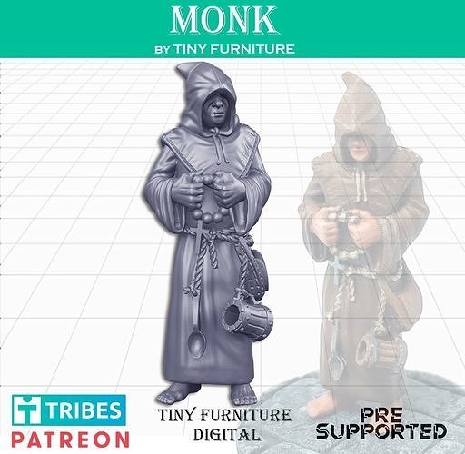 Medieval Monk 3D model 3D printable | CGTrader