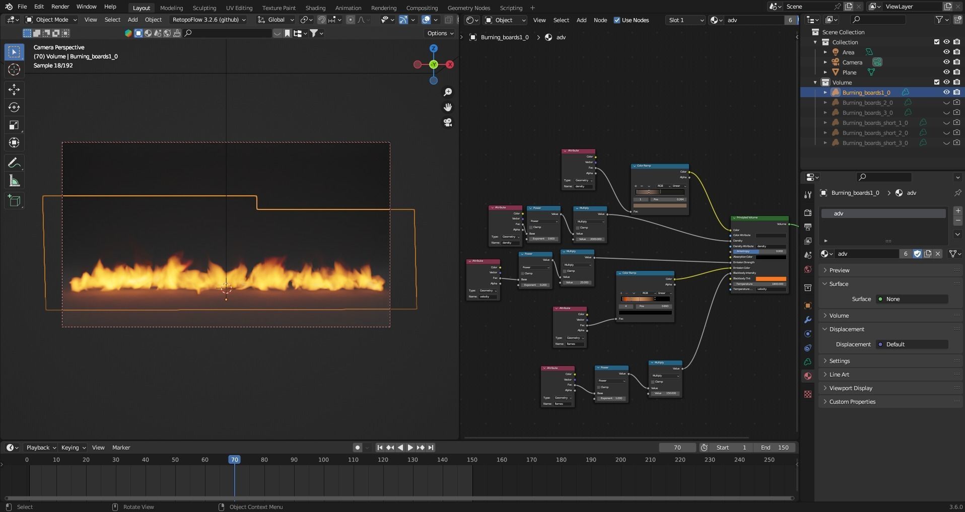 Burning boards vdb 3D model animated | CGTrader
