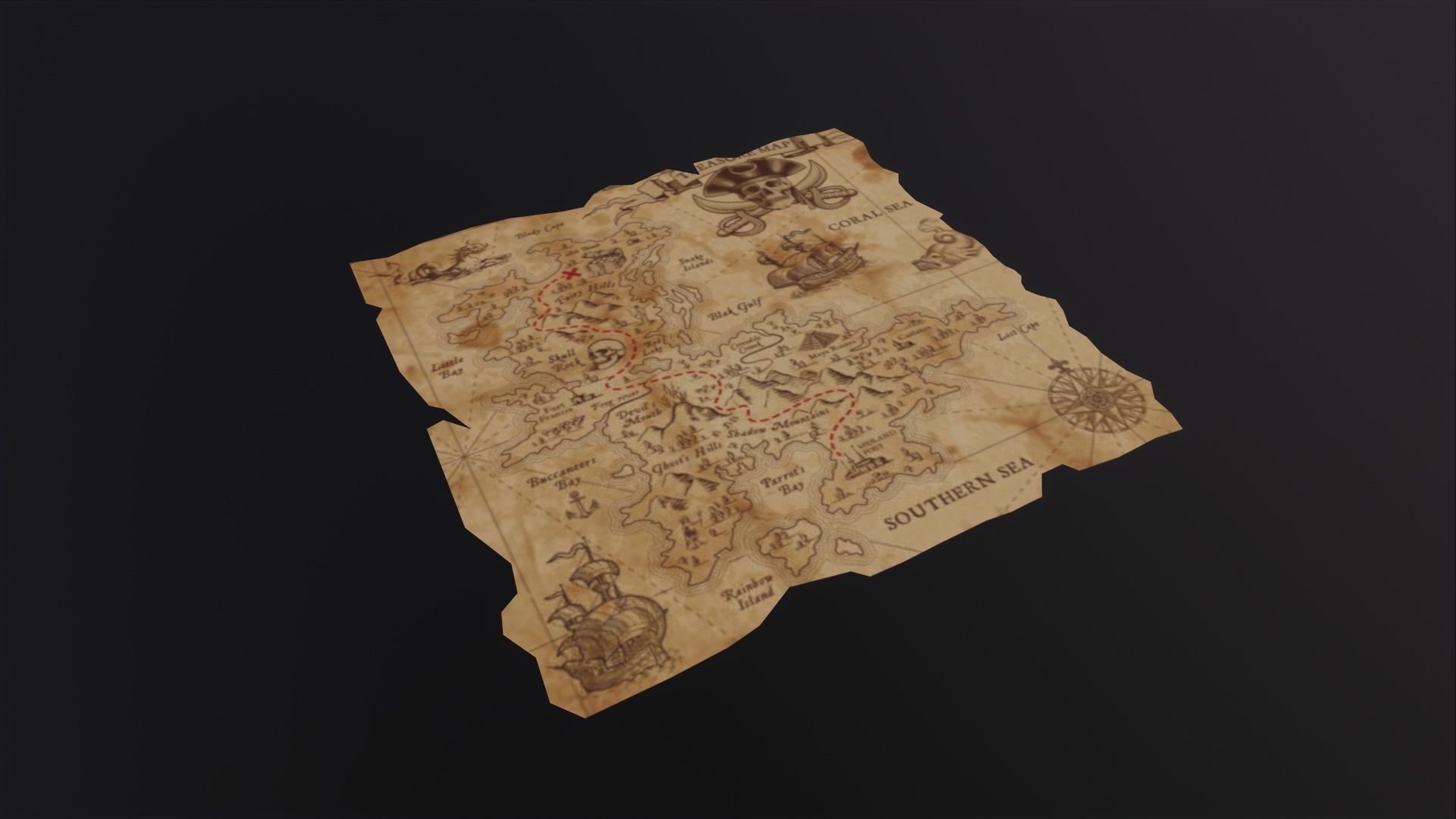 3D model Folding Treasure Map 3D Model VR / AR / low-poly | CGTrader