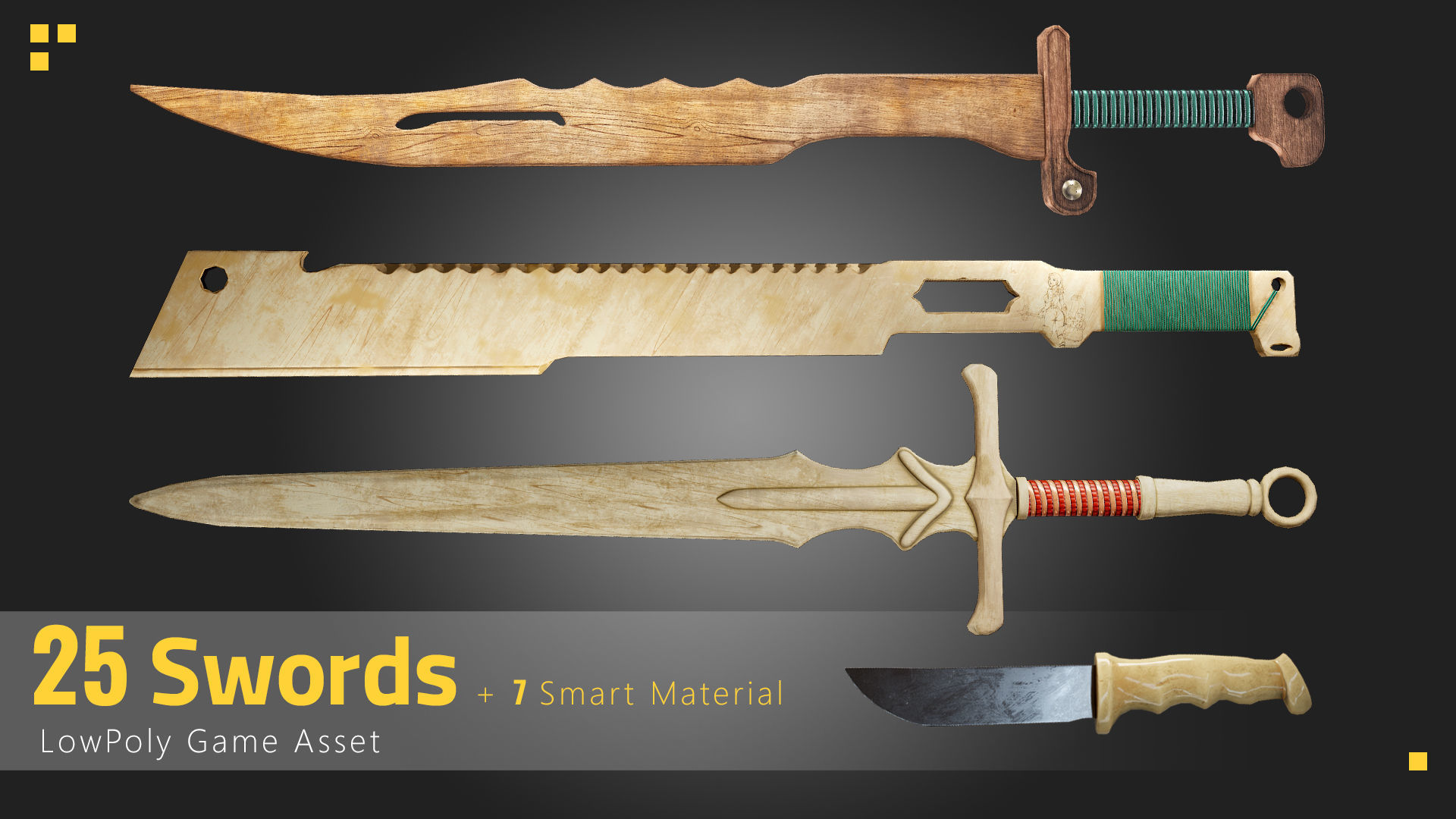 3D model 25 Sword Game Asset - 7 smart materials VR / AR / low-poly ...