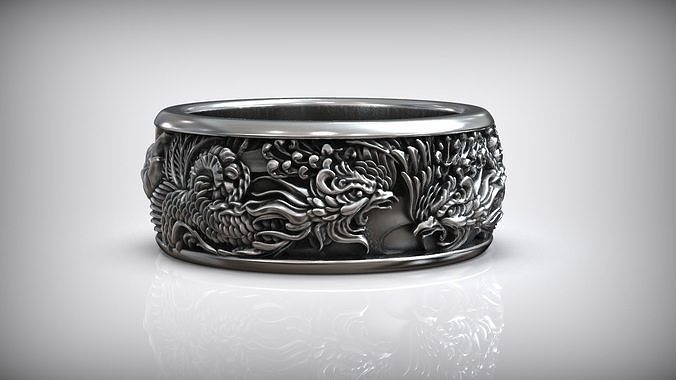 Basan Fire Bird Japanese Mythology Traditional Ornament Ring 3D model ...