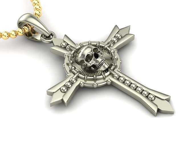 Cross Pendant Jesus Christ with Skull Head CP 62 3D model | CGTrader