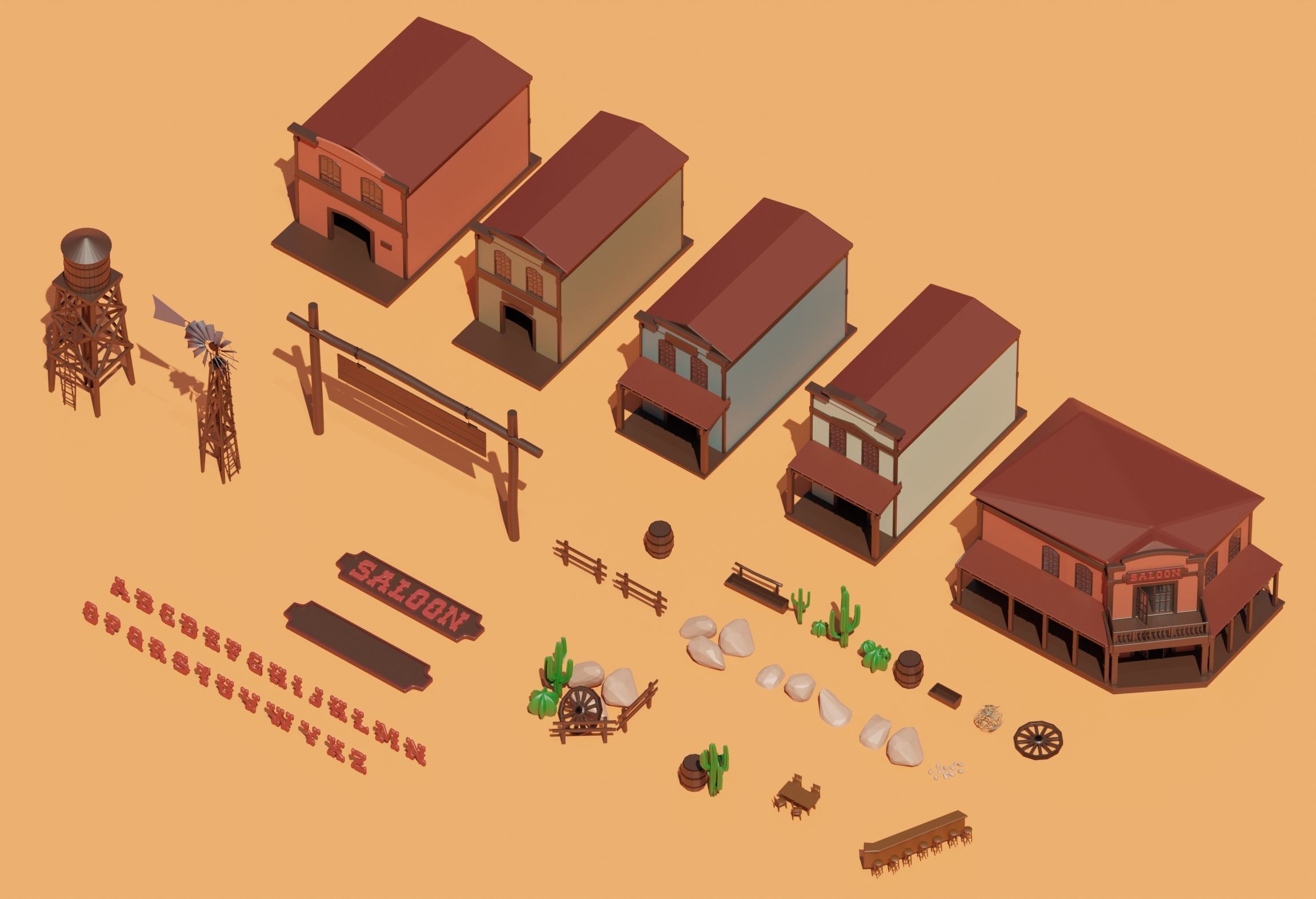 3D model Low Poly Wild West 3D Model Pack VR / AR / low-poly | CGTrader