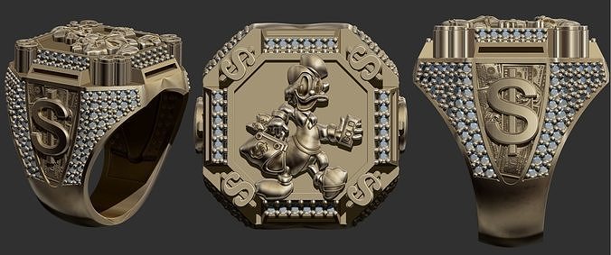Scrooge McDuck Money Ring- Tio Patinhas 3D model 3D printable | CGTrader