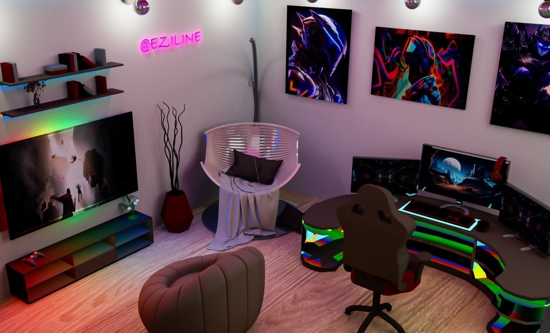 Gaming Room 3D model | CGTrader