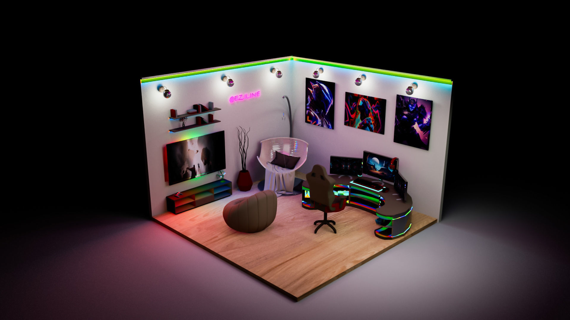 Gaming Room 3D model | CGTrader
