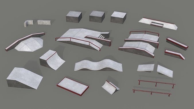 3D model Lowpoly skatepark modules VR / AR / low-poly | CGTrader