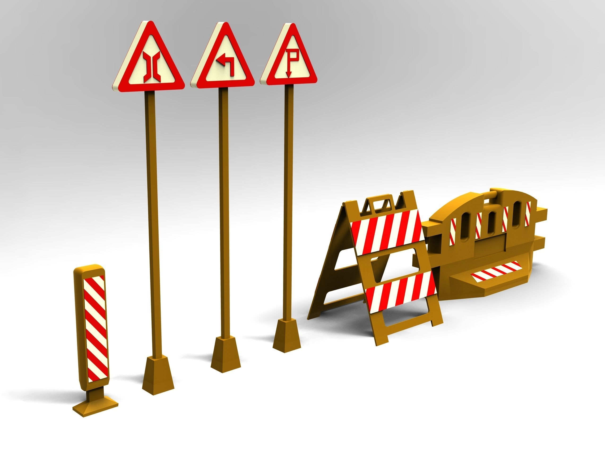 Barricades and Road Signs 3D model | CGTrader