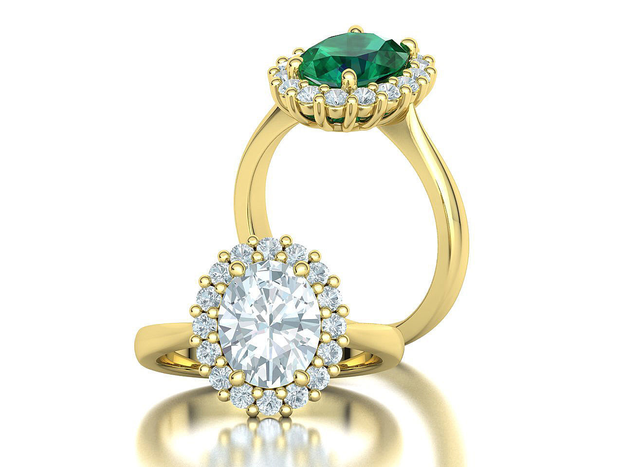 Diana Emerald Engagement Ring 10x8 Oval Stone 3D model 3D printable | CGTrader