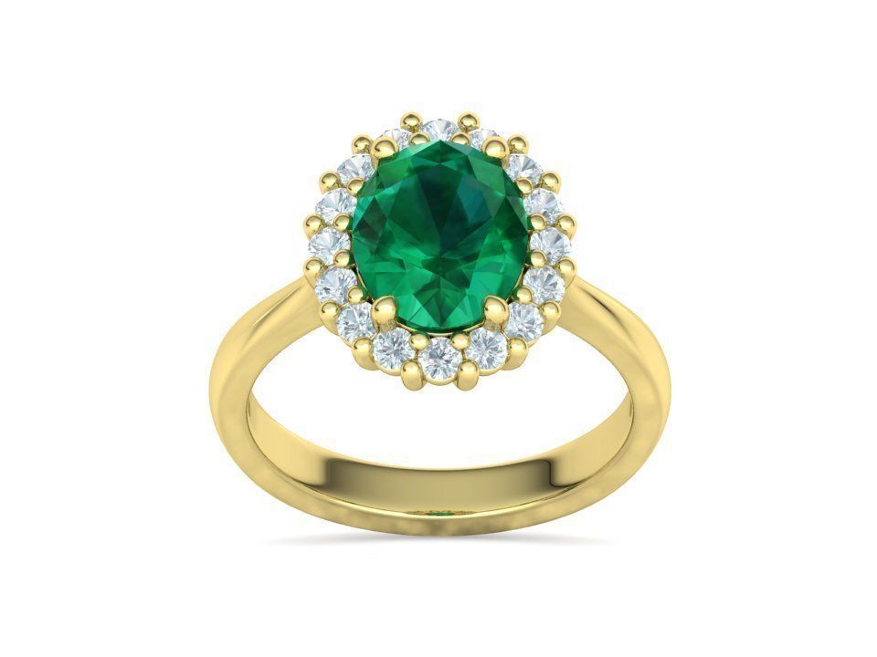 Diana Emerald Engagement Ring 10x8 Oval Stone 3D model 3D printable | CGTrader
