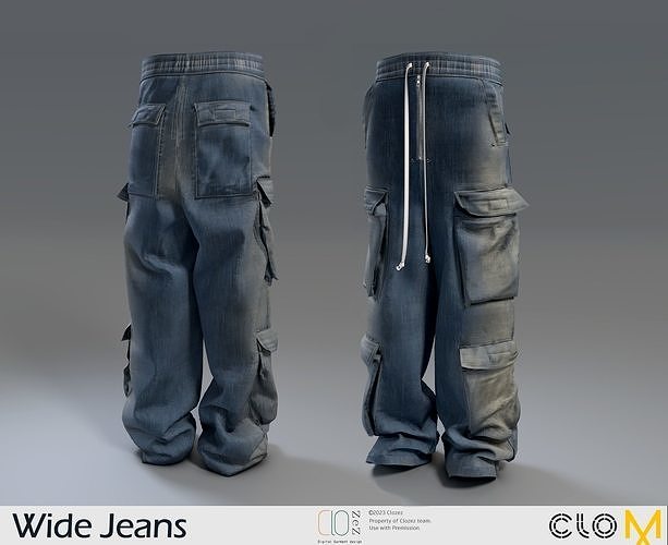 Wide Jeans 3D model | CGTrader