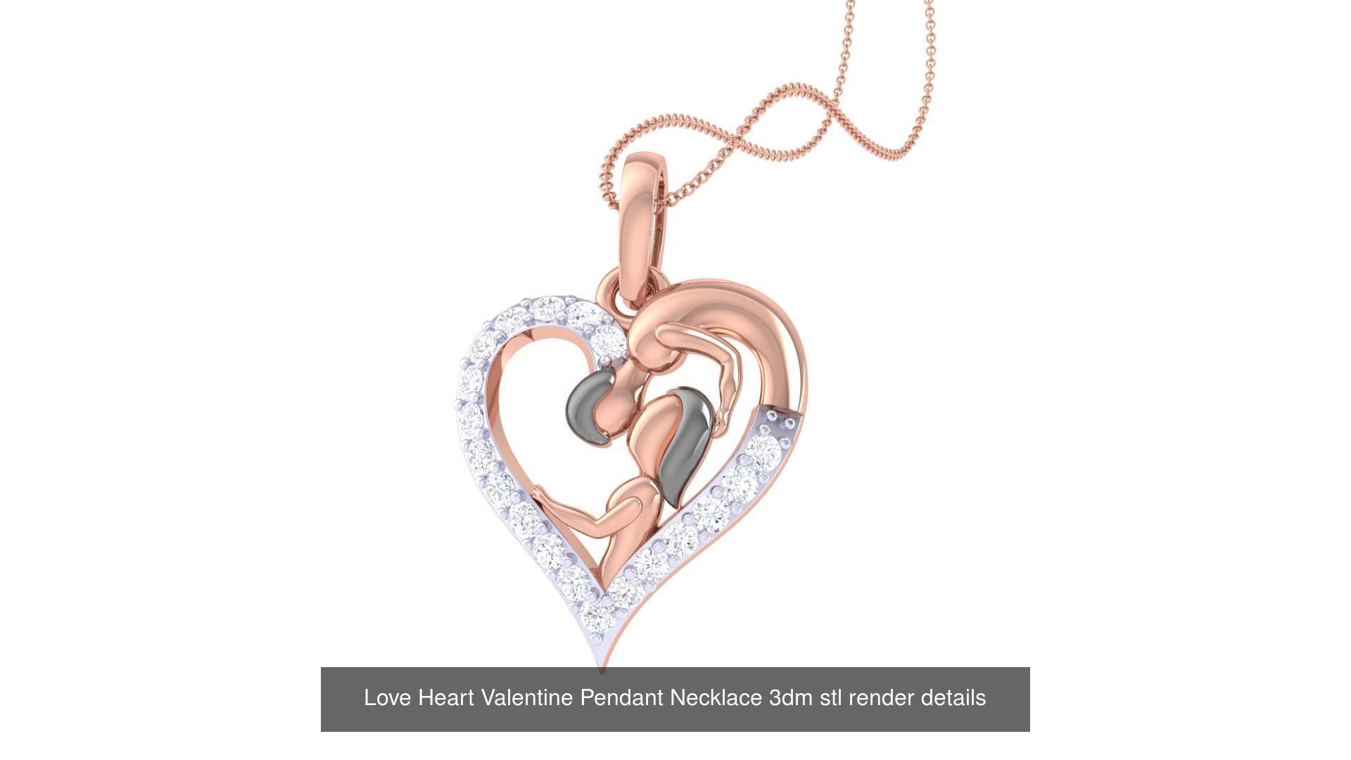 5 Couples in Love Heart Valentine Pendant Necklace 3dm stl 3D Model ...