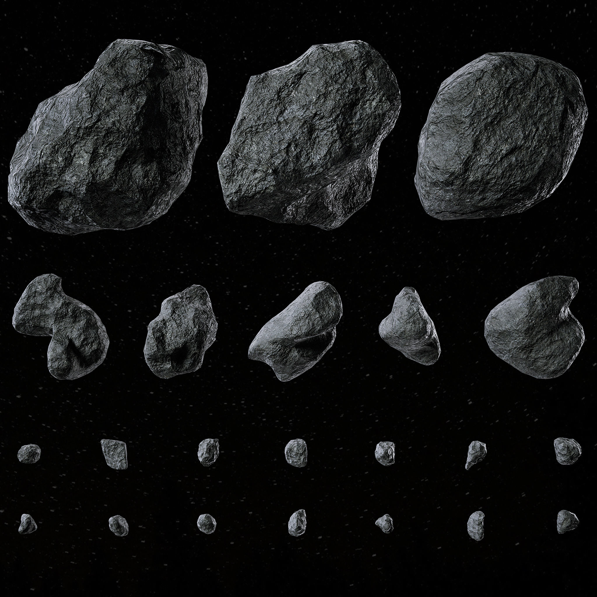 3D model Set of 22 Asteroids VR / AR / low-poly | CGTrader