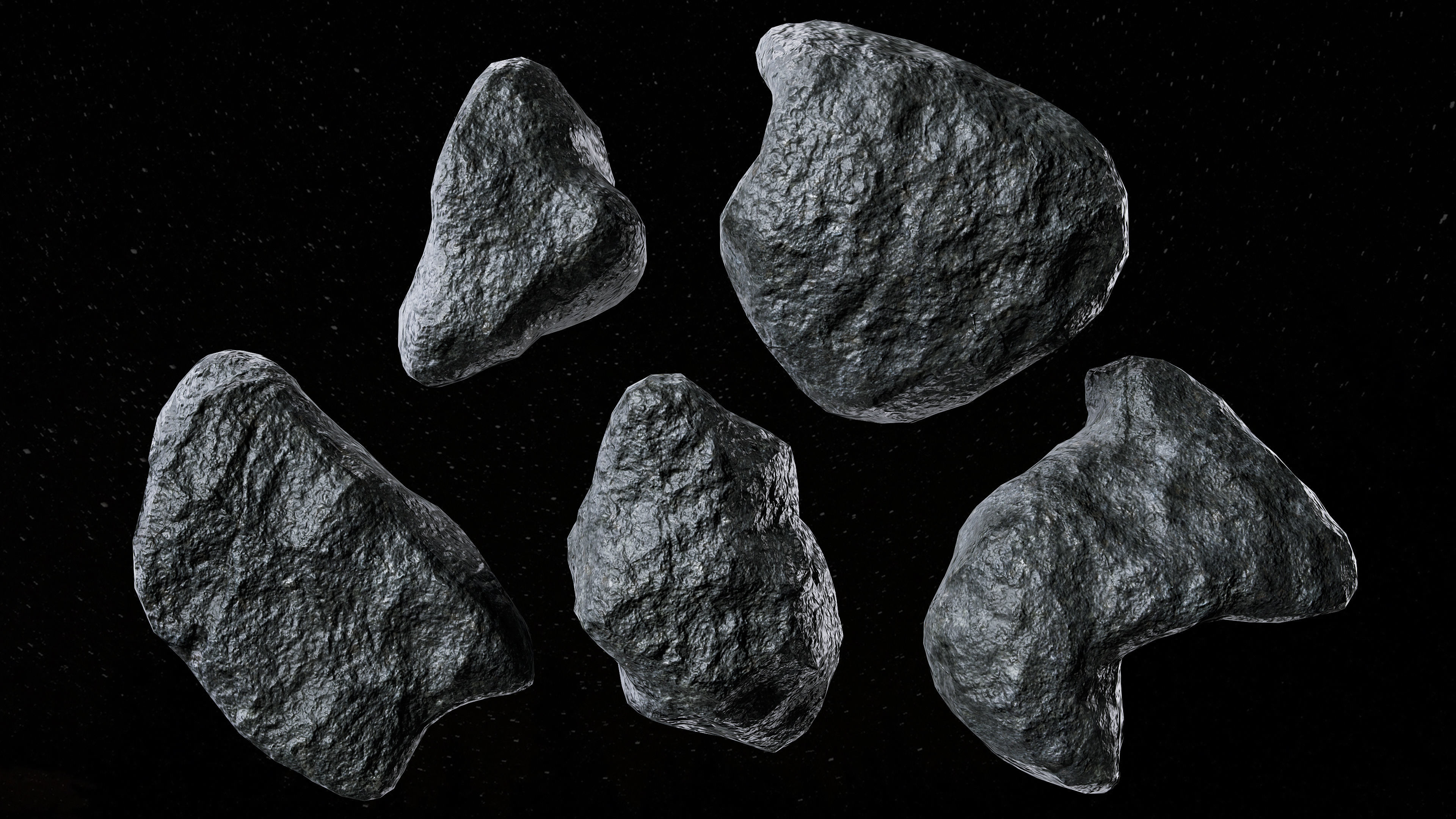 3D model Set of 22 Asteroids VR / AR / low-poly | CGTrader