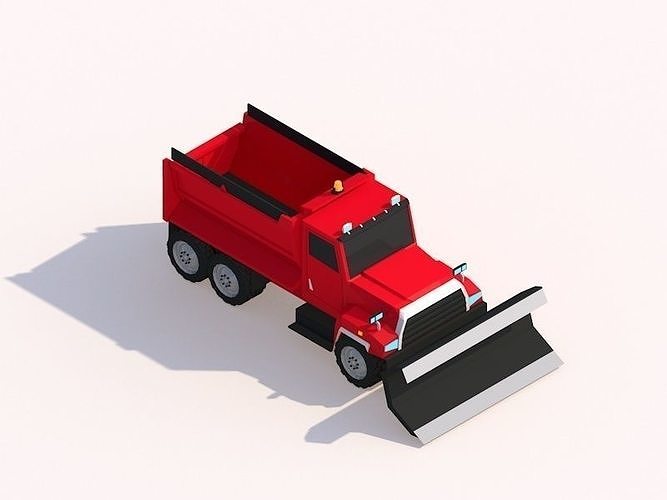 Cartoon Low Poly Snow Truck Vehicle 3D model | CGTrader