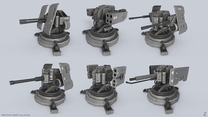 Prototype turret collection VR / AR / low-poly | CGTrader