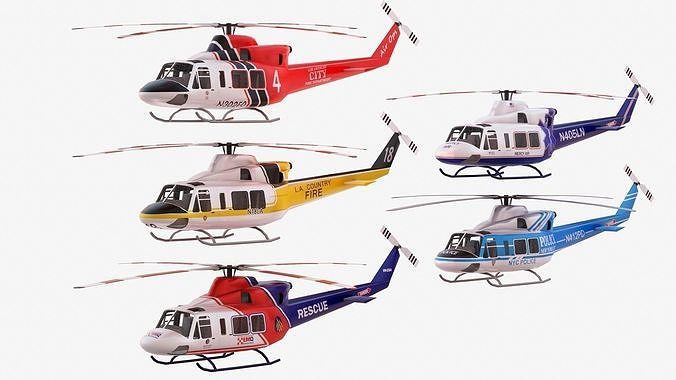 3D model Bundle 5x Bell 412 VR / AR / low-poly | CGTrader