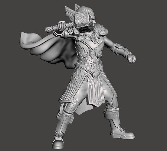 lady thor with hammer 3D model 3D printable | CGTrader