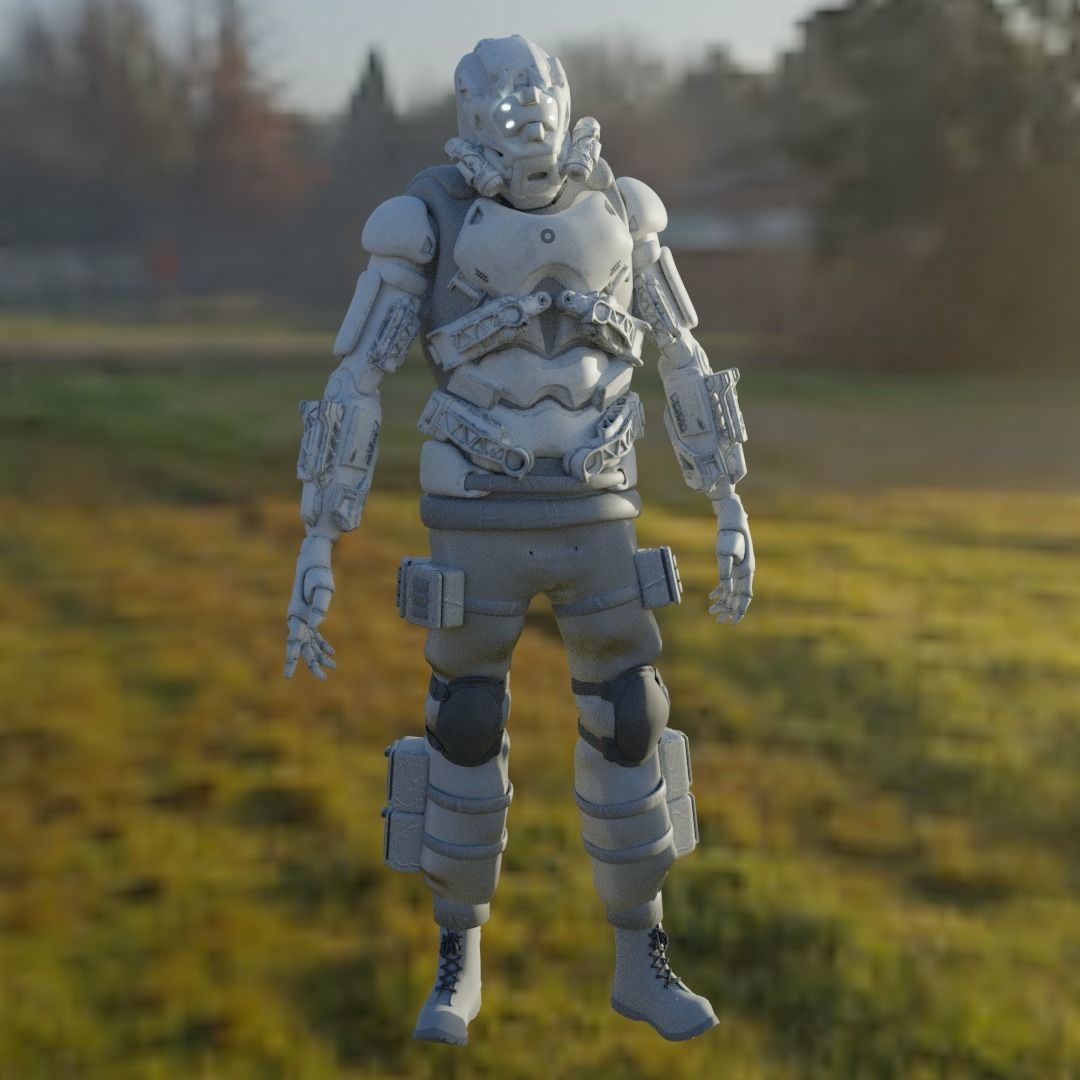 3D model Scifi robot space guard VR / AR / low-poly | CGTrader