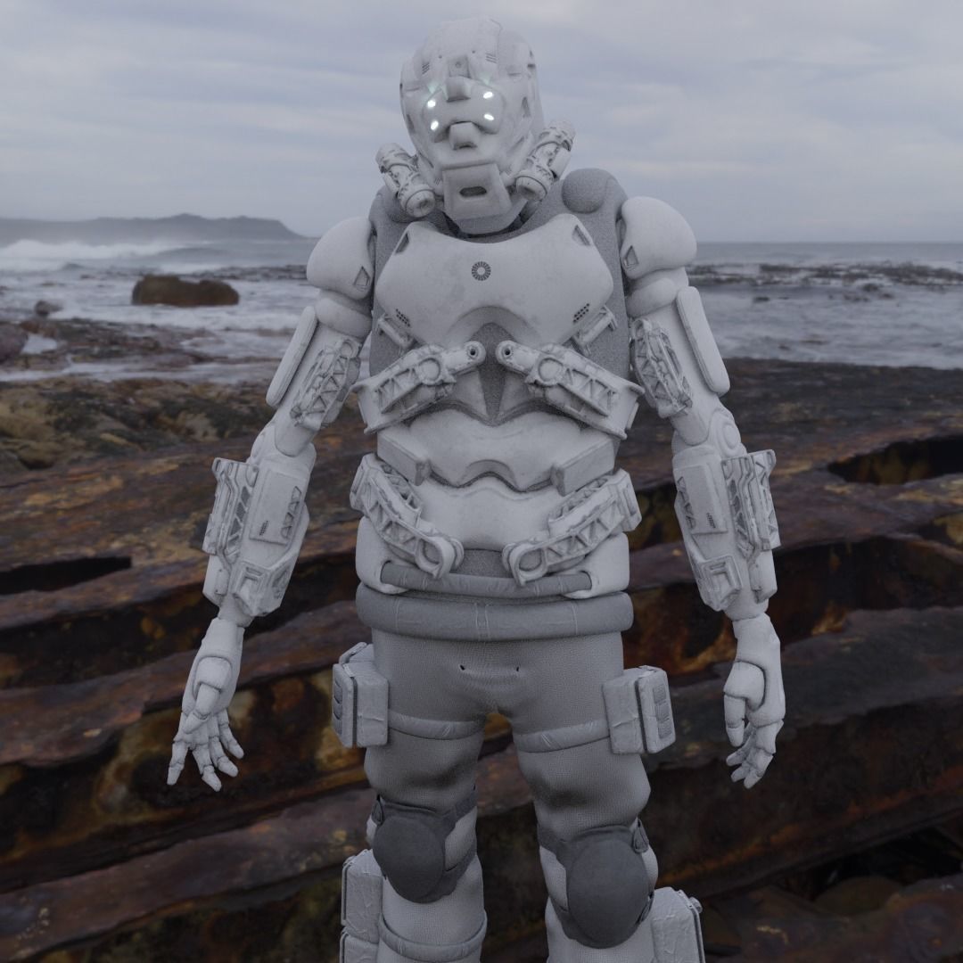 3D model Scifi robot space guard VR / AR / low-poly | CGTrader