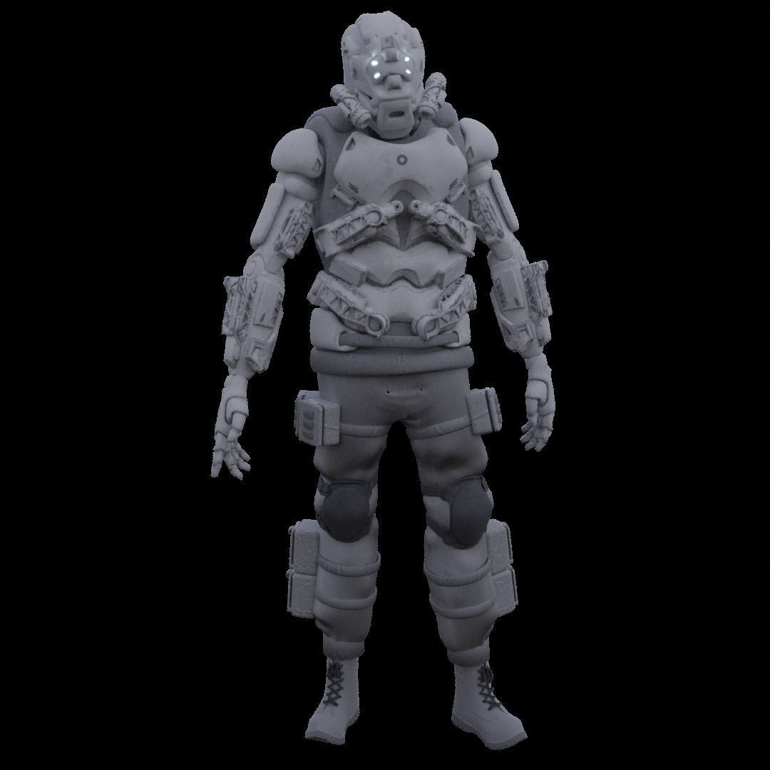 3D model Scifi robot space guard VR / AR / low-poly | CGTrader