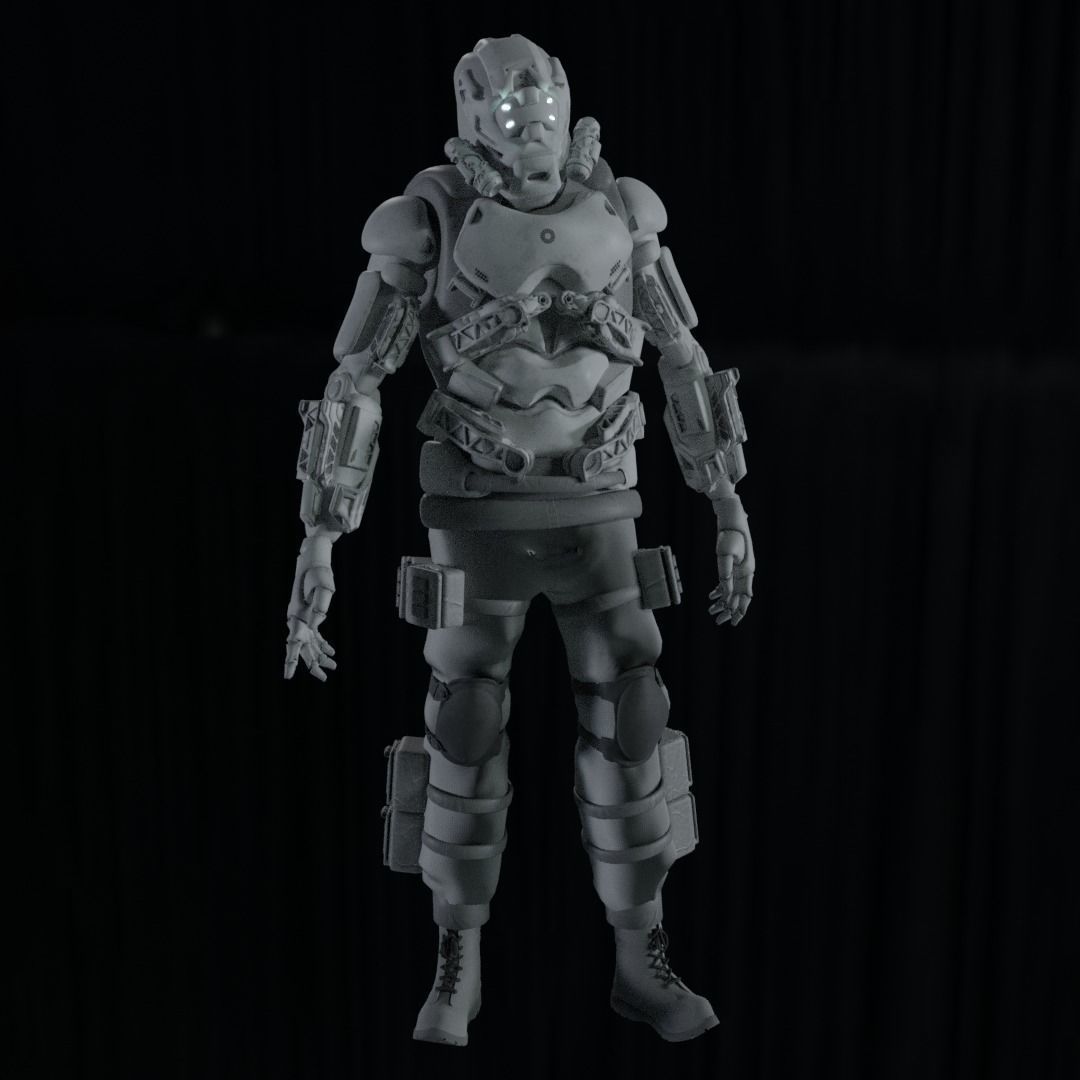 3D model Scifi robot space guard VR / AR / low-poly | CGTrader
