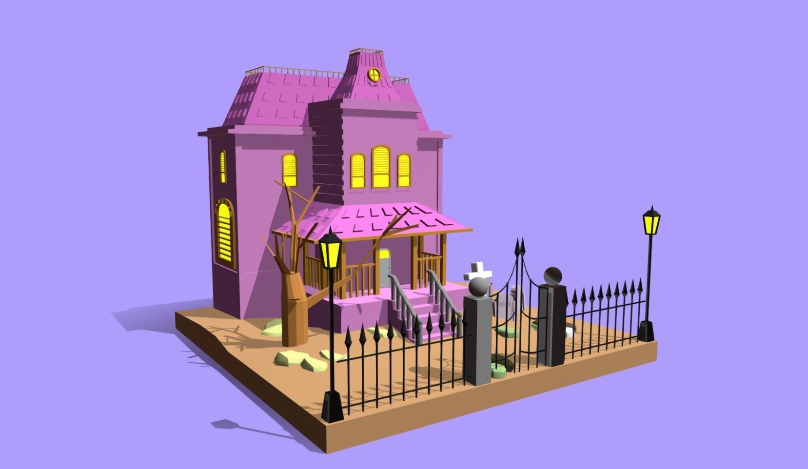 3D model Low Poly Haunted House VR / AR / low-poly | CGTrader