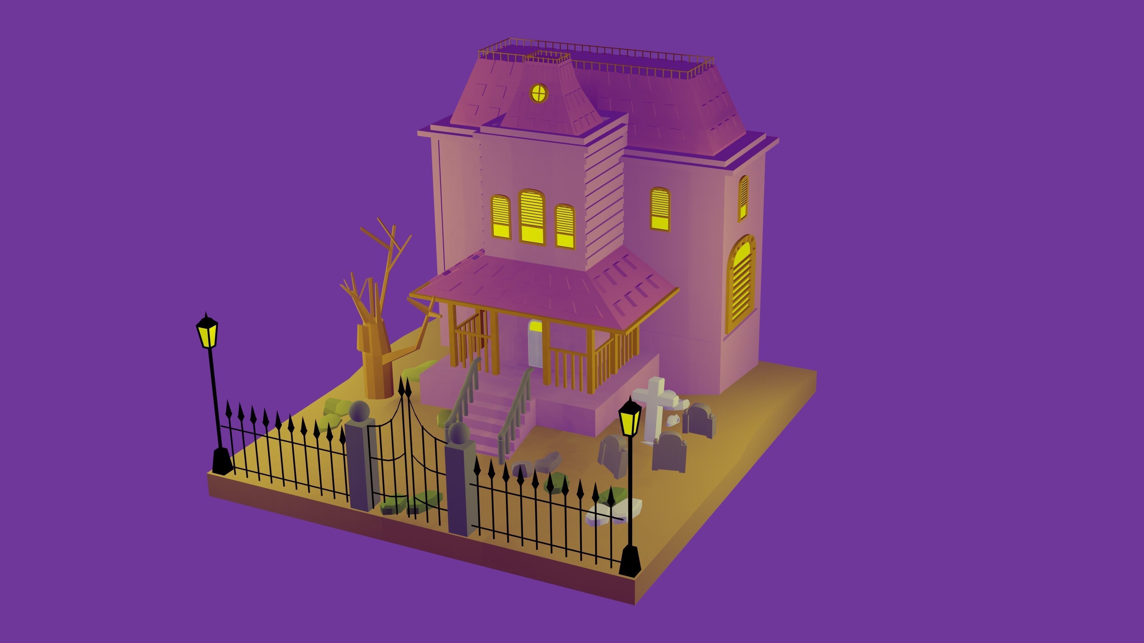 3D model Low Poly Haunted House VR / AR / low-poly | CGTrader