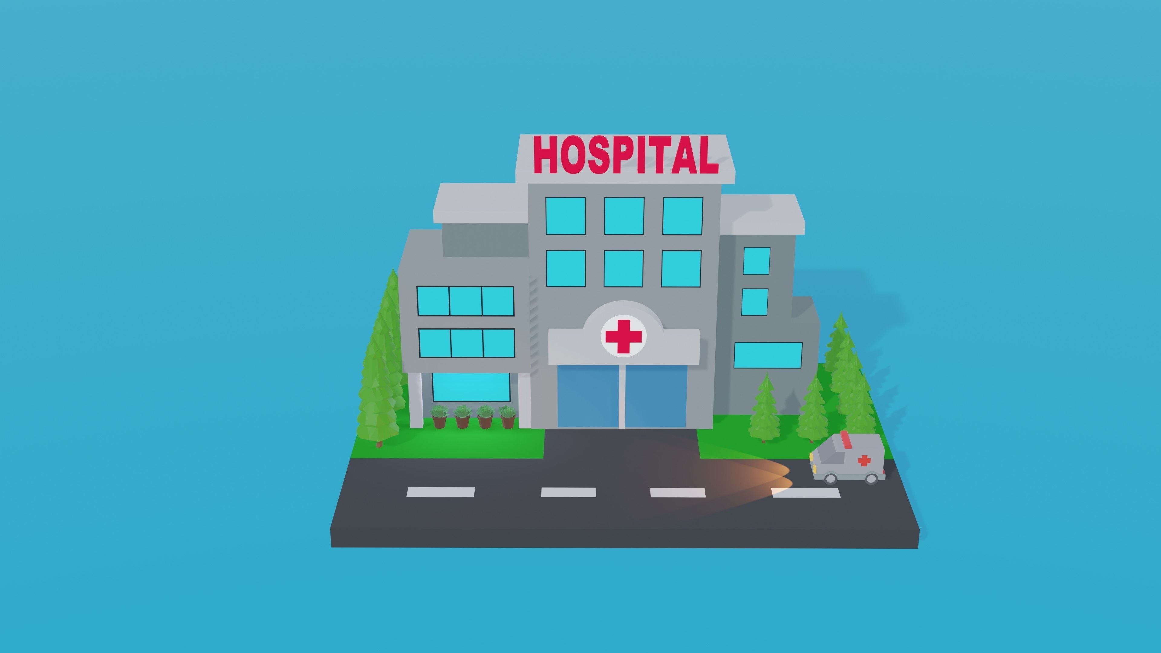 3D model Low Poly Hospital VR / AR / low-poly | CGTrader