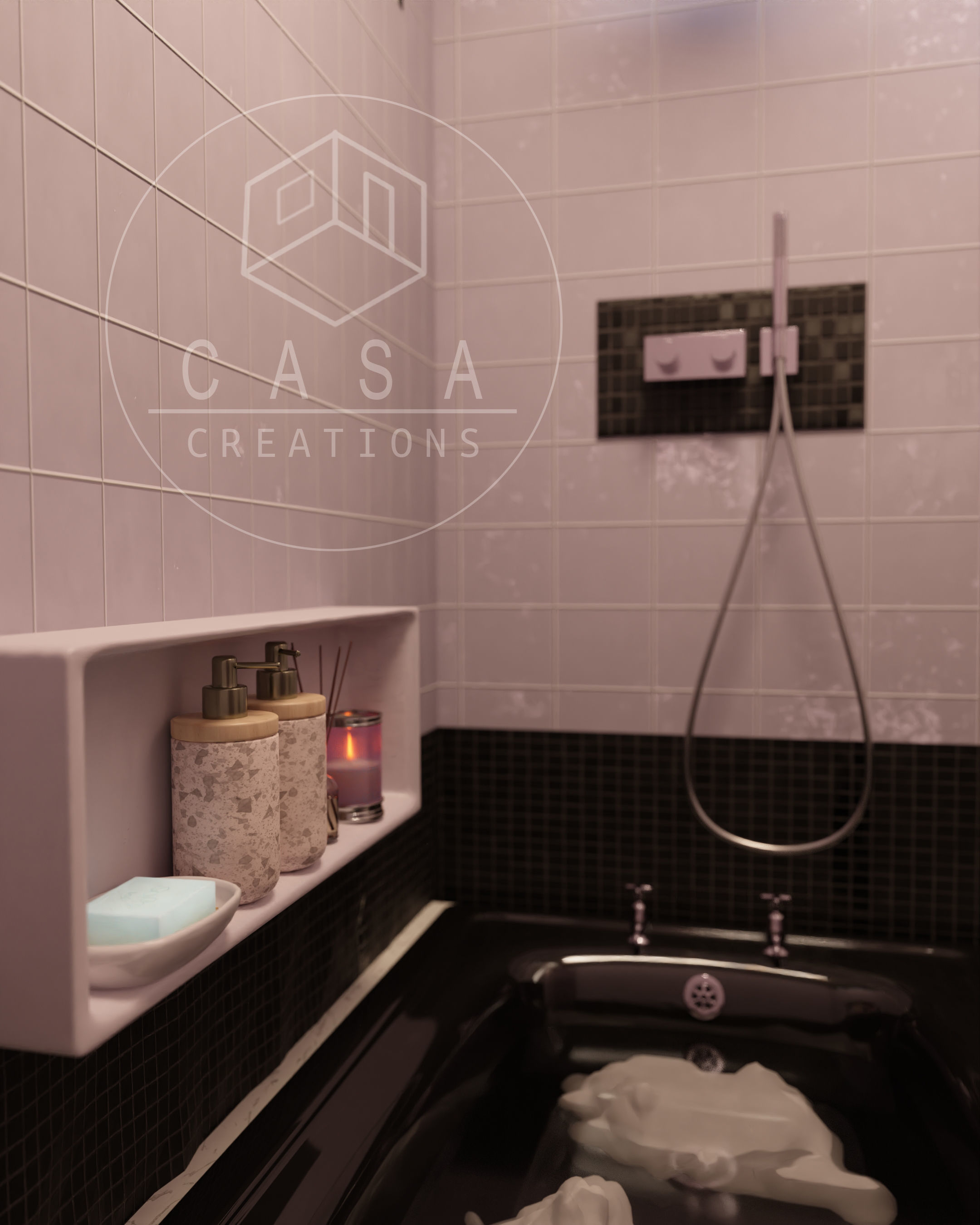 Black and White Bathroom 3D model animated rigged | CGTrader