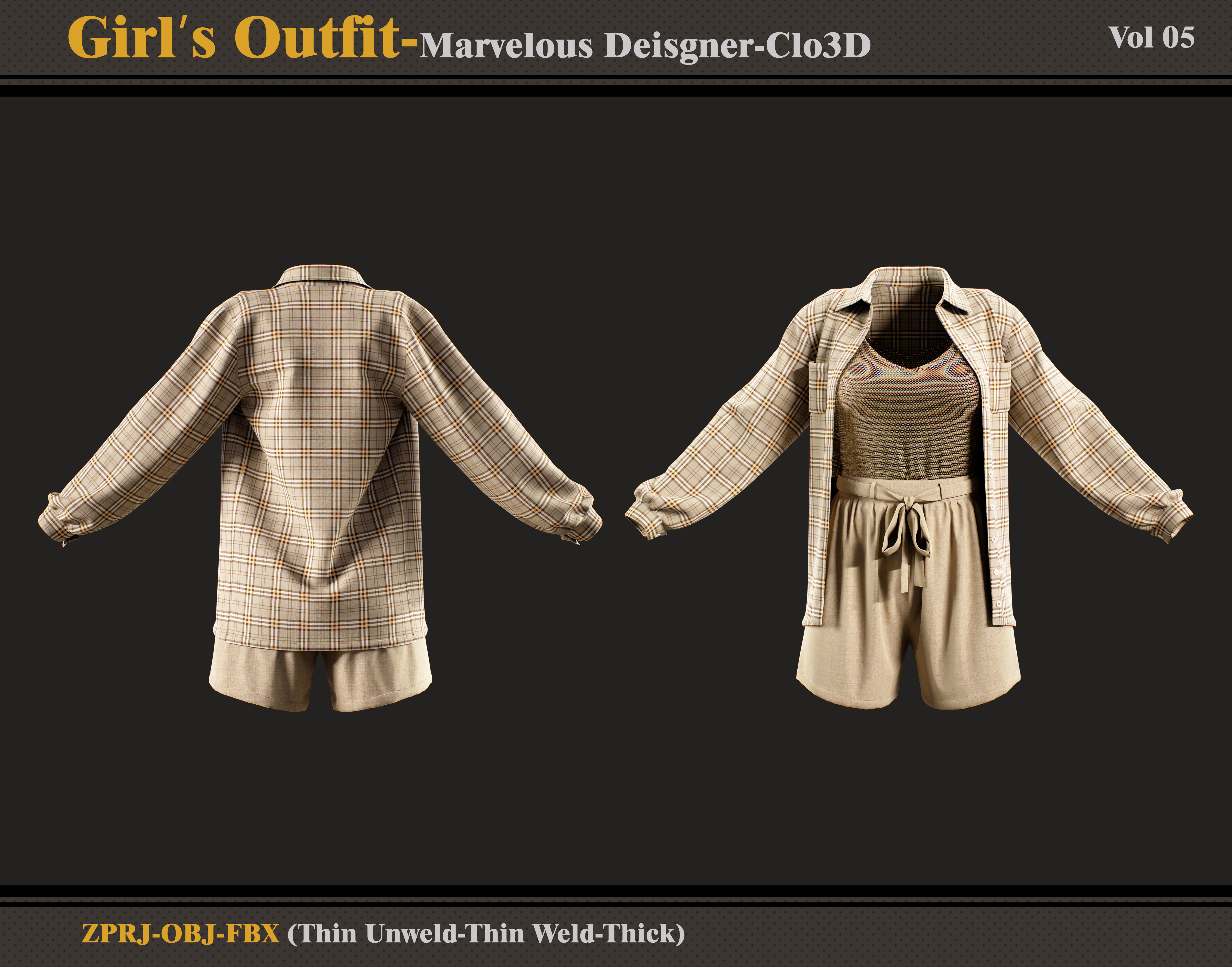 Girls Outfit- Marvelous Designer-Clo3d - OBJ - FBX free 3D model | CGTrader