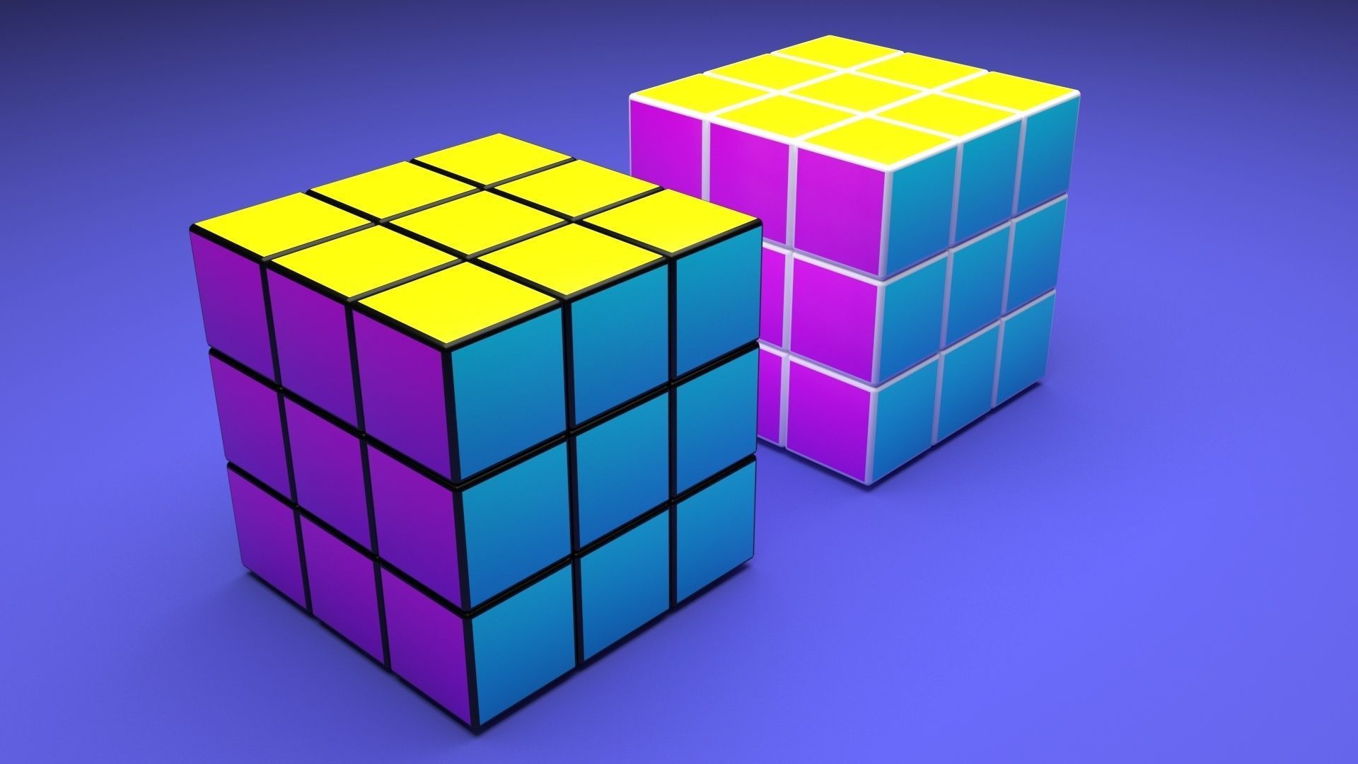 CMYK Colored Rubiks Cubes 3D model | CGTrader