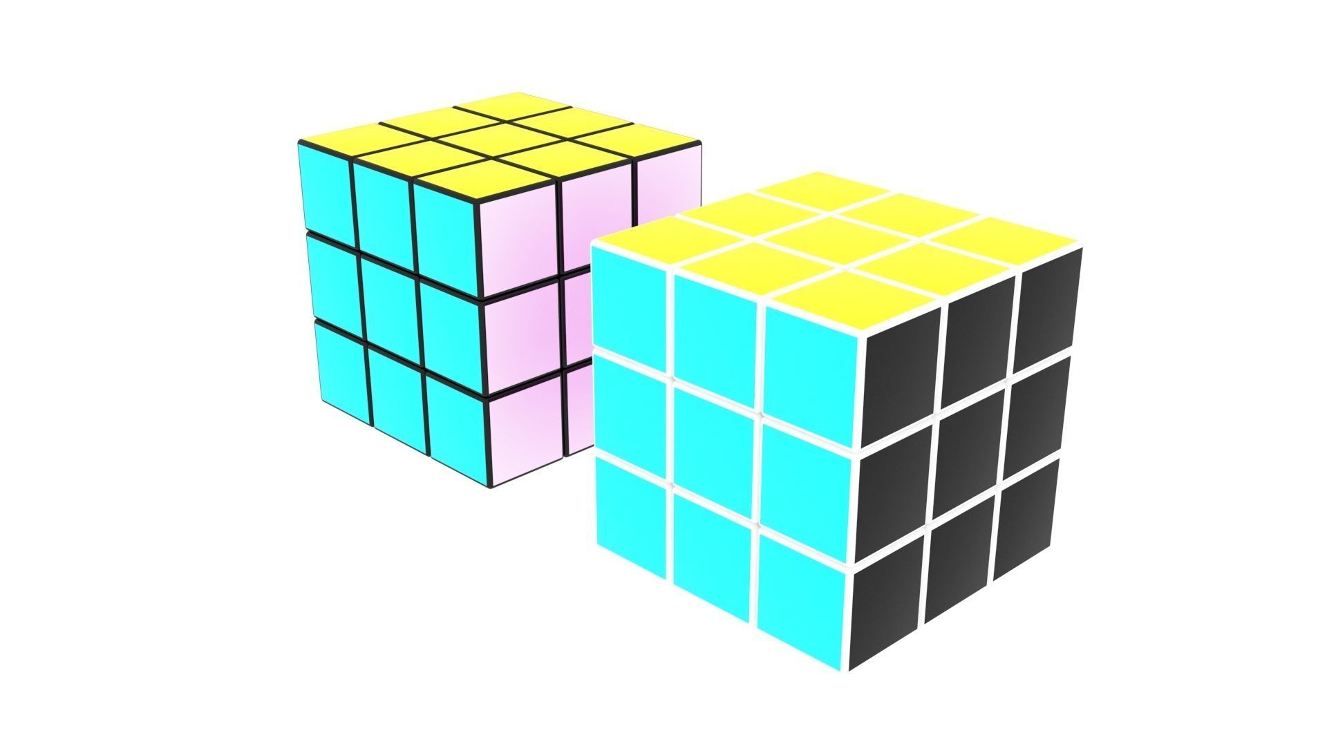 CMYK Colored Rubiks Cubes 3D model | CGTrader