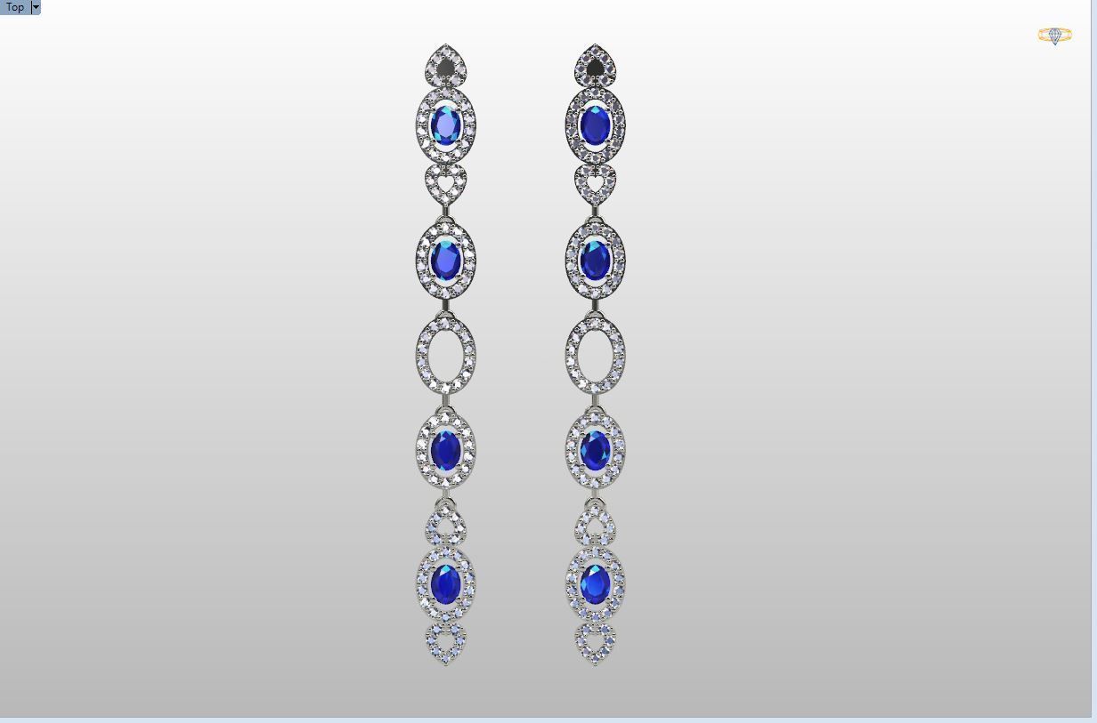 Dangle Earrings with precious ruby and brilliant gem stone free 3D model 3D printable | CGTrader