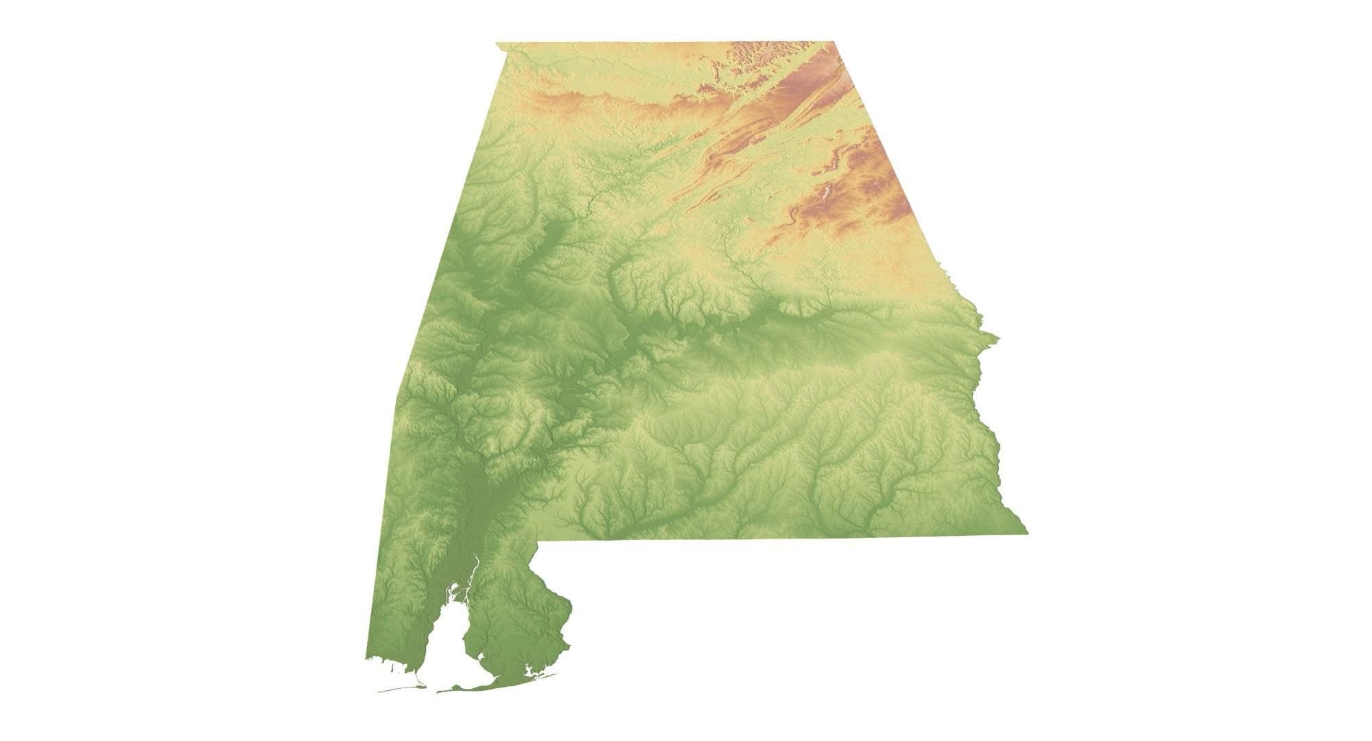 Alabama State Terrain 3D Map 3D model | CGTrader