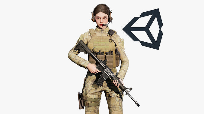 3D model Female Soldier Unity VR / AR / low-poly | CGTrader