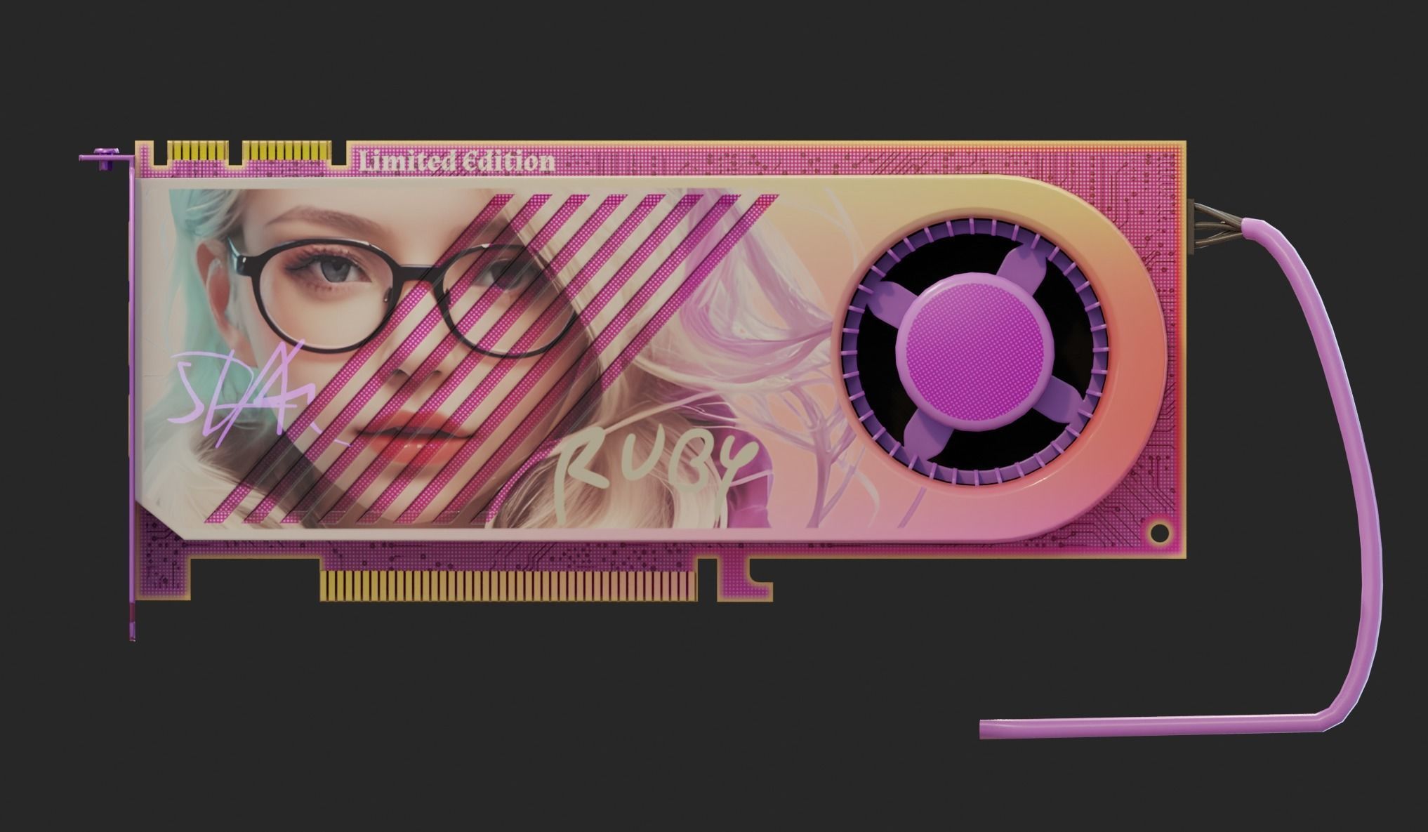 3D model Gpu girl theme colorful pink vga rgb pink video card VR / AR ...