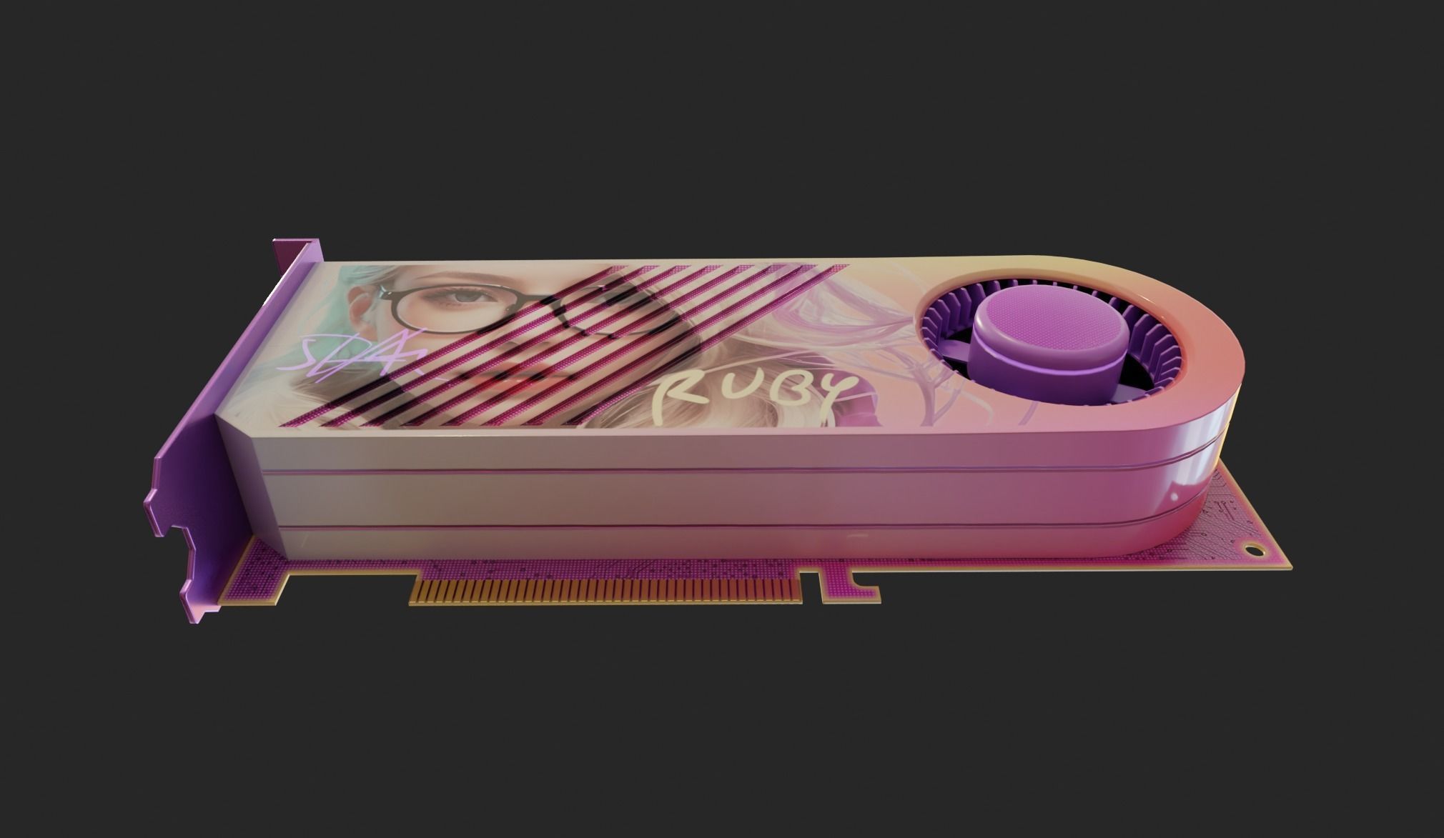 3D model Gpu girl theme colorful pink vga rgb pink video card VR / AR ...
