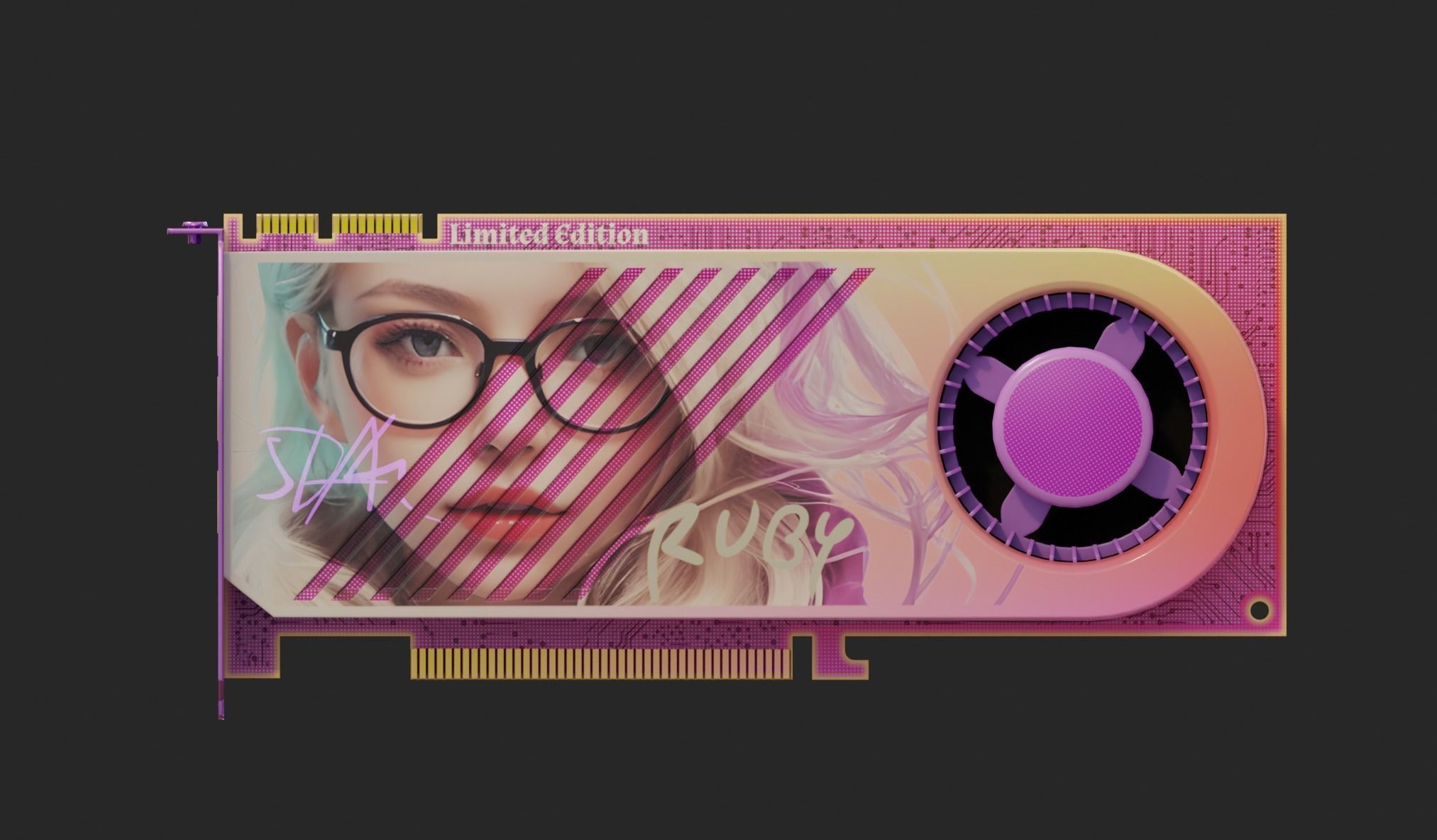 3D model Gpu girl theme colorful pink vga rgb pink video card VR / AR ...