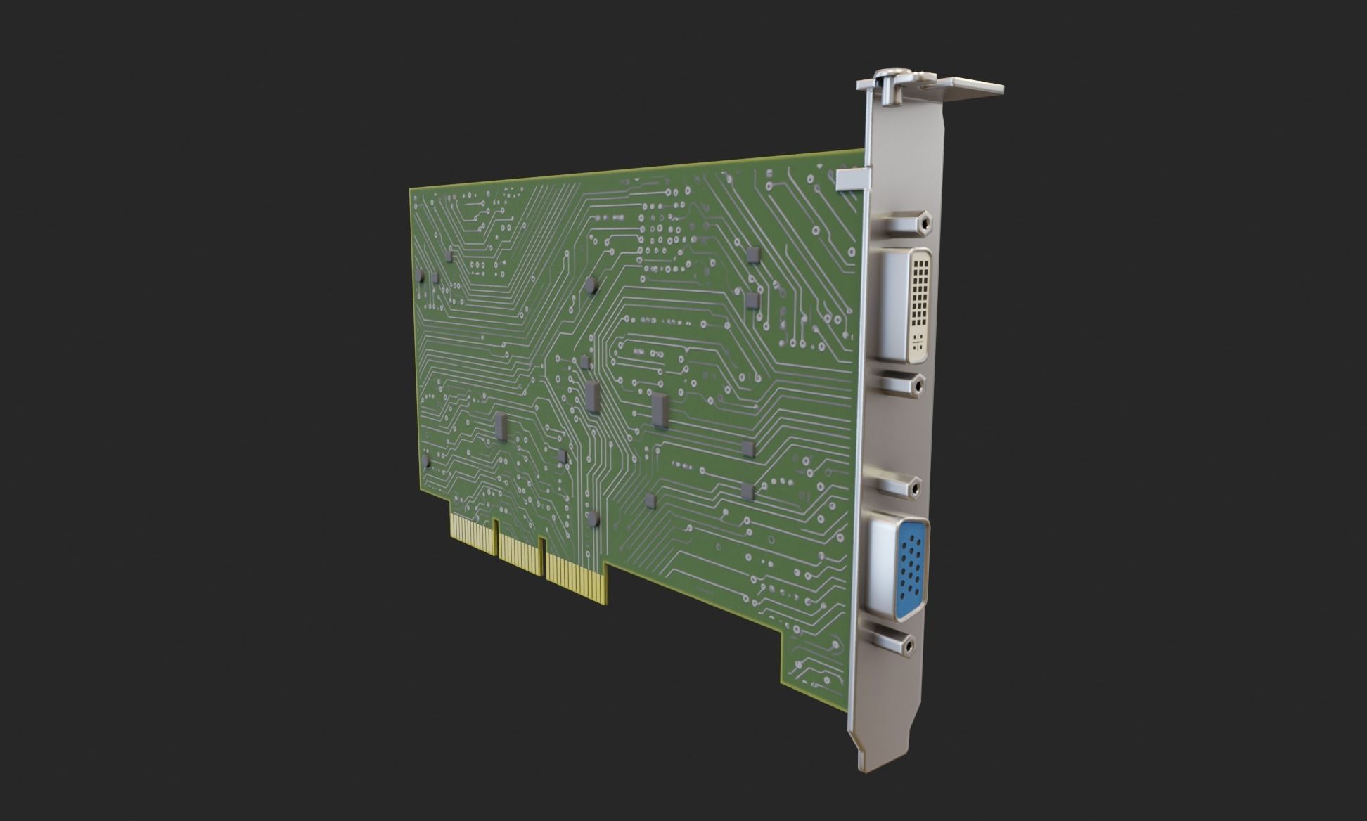 3D model retro video card gpu vga passive without fan VR / AR / low ...