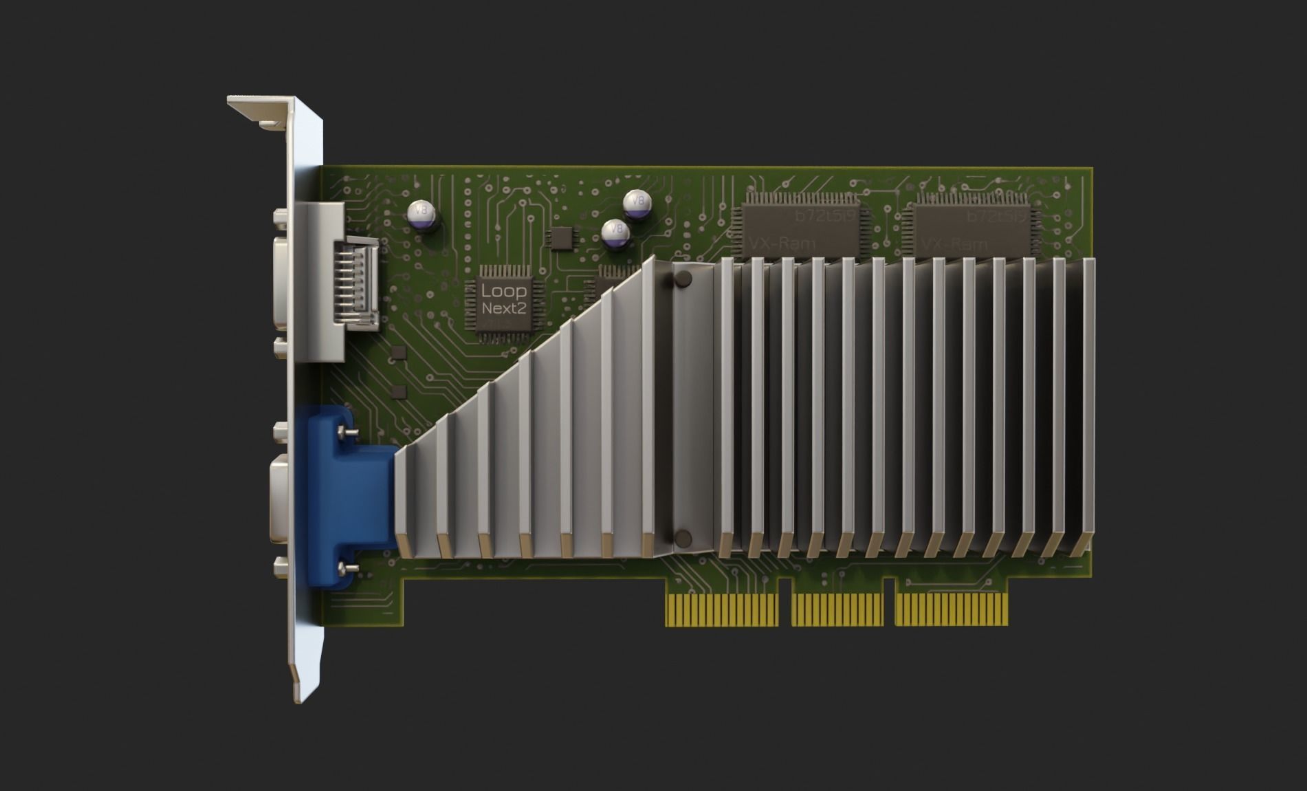 3D model retro video card gpu vga passive without fan VR / AR / low ...