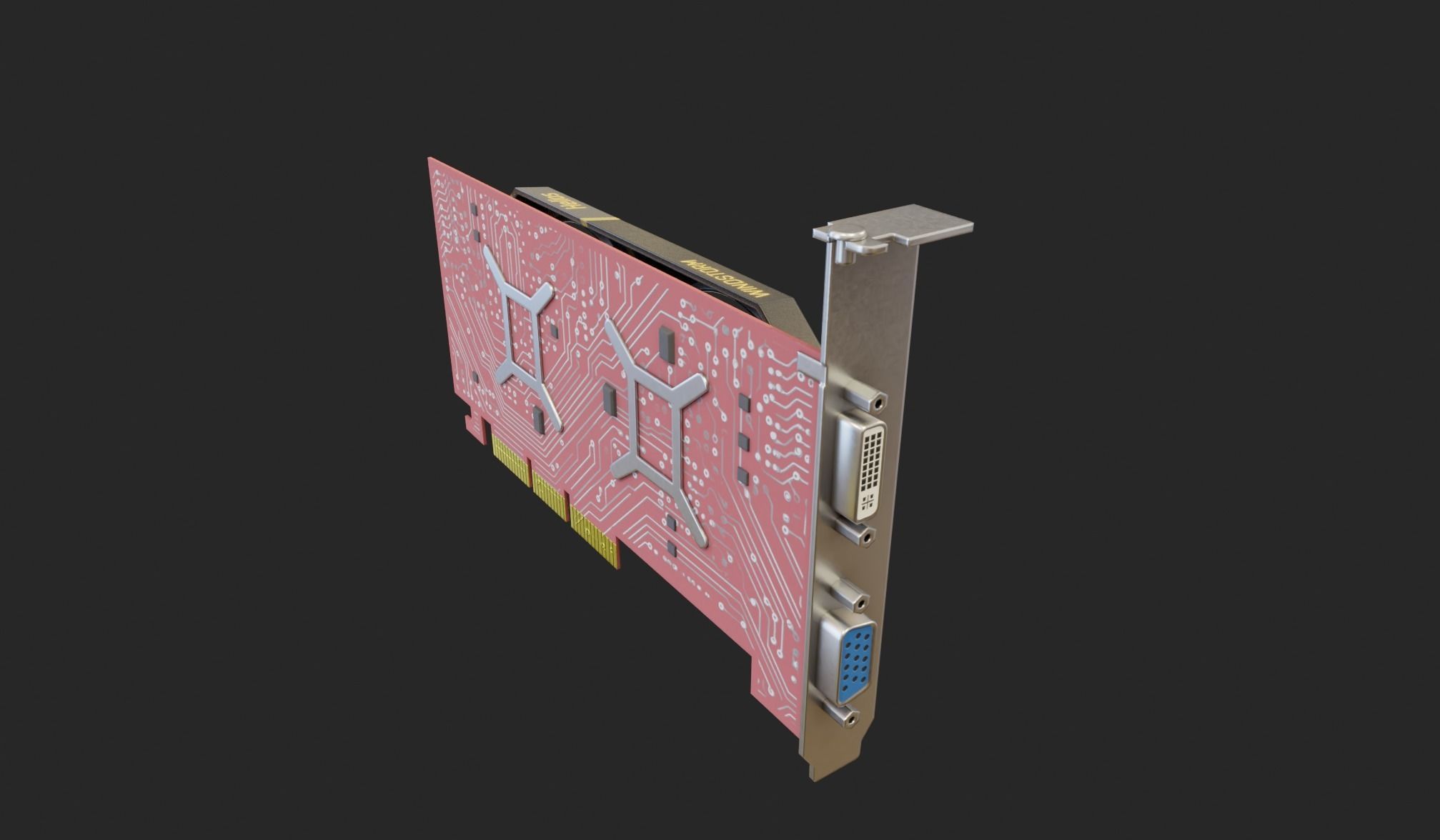 3D model dual fan gpu video card lowpoly game ready red circuit VR / AR ...