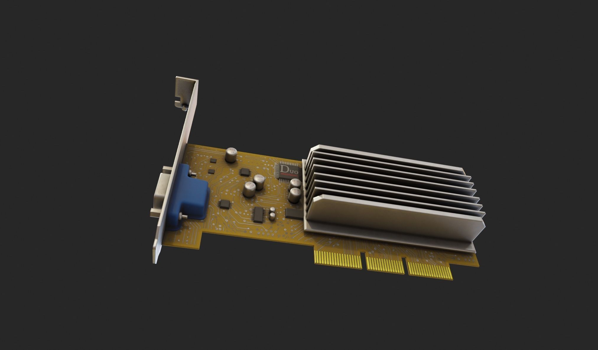 3D model retro gpu without fan video card computer part VR / AR / low ...