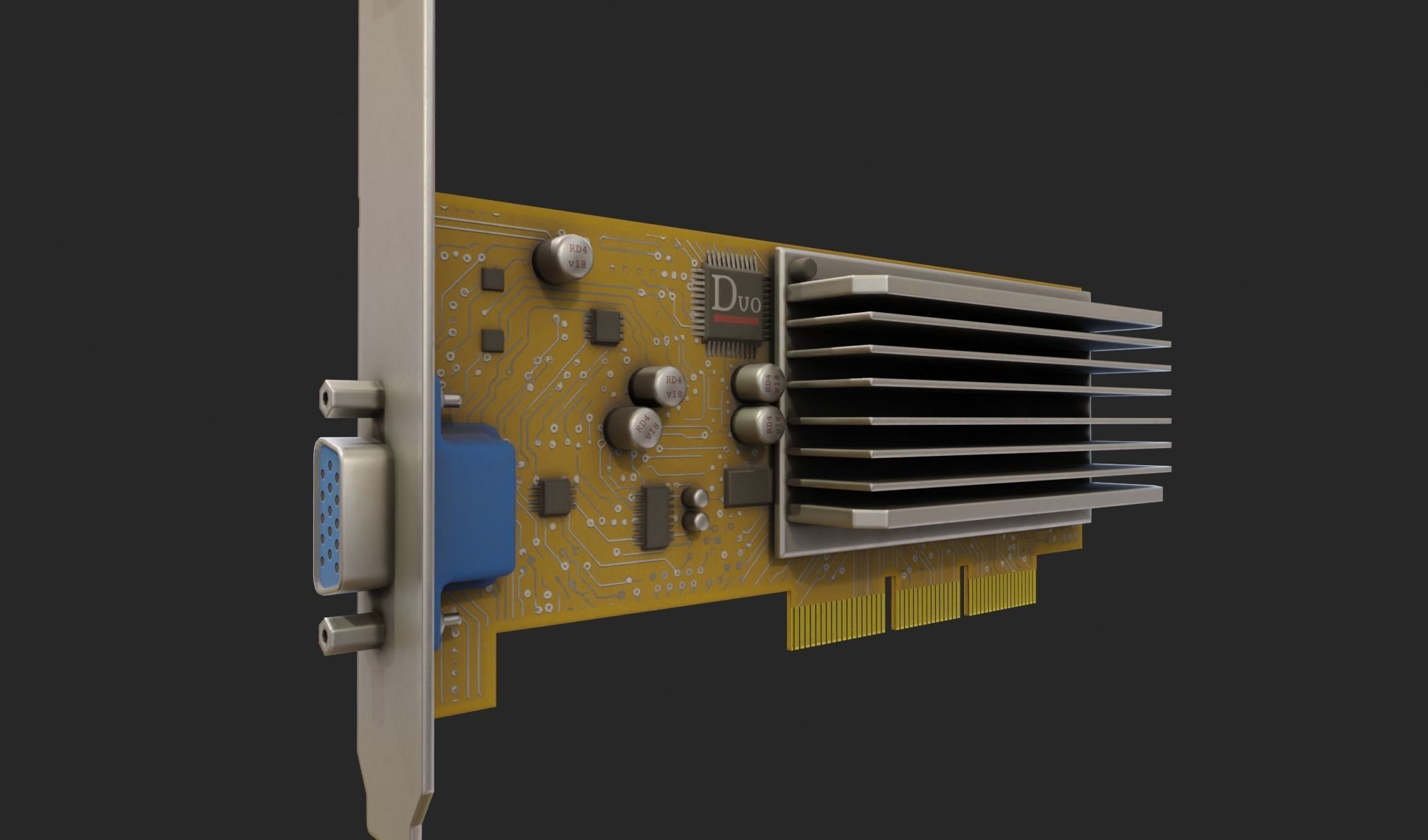 3D model retro gpu without fan video card computer part VR / AR / low ...