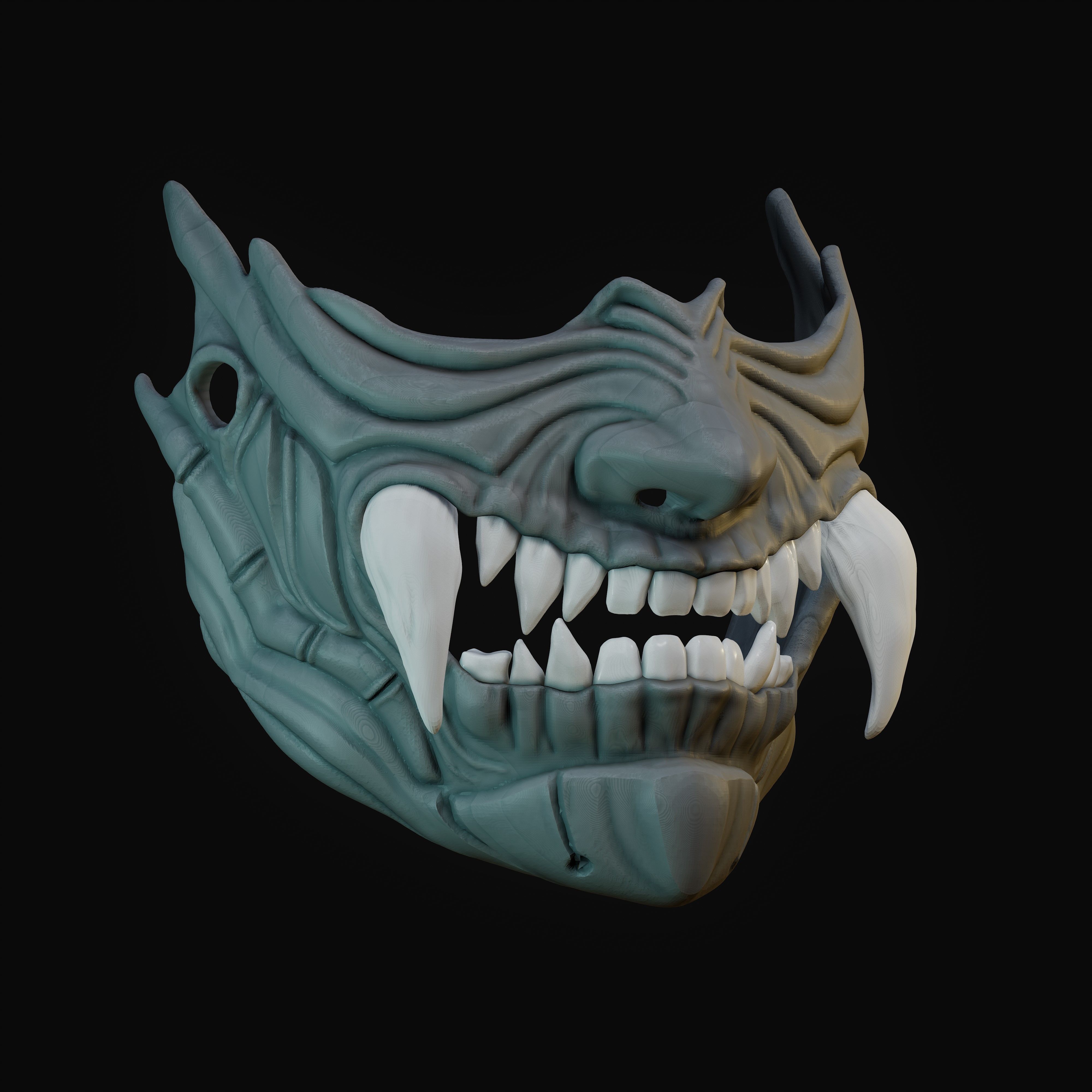 Oni Mask 15 Demon Half Face 3D model 3D printable | CGTrader