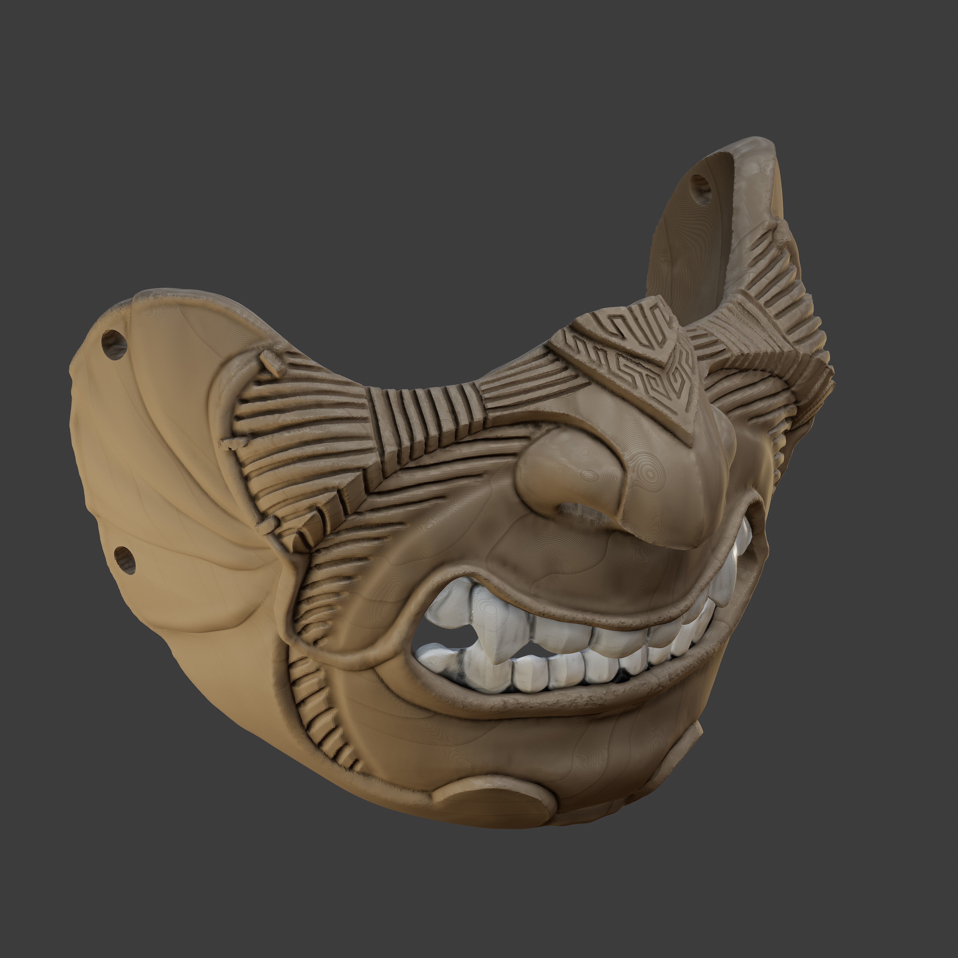 Oni Mask 11 Line pattern Half Face 3D model 3D printable | CGTrader